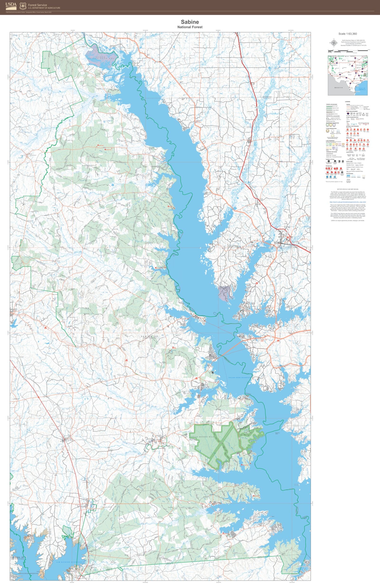 Sabine National Forest Map – MyTopo Map Store