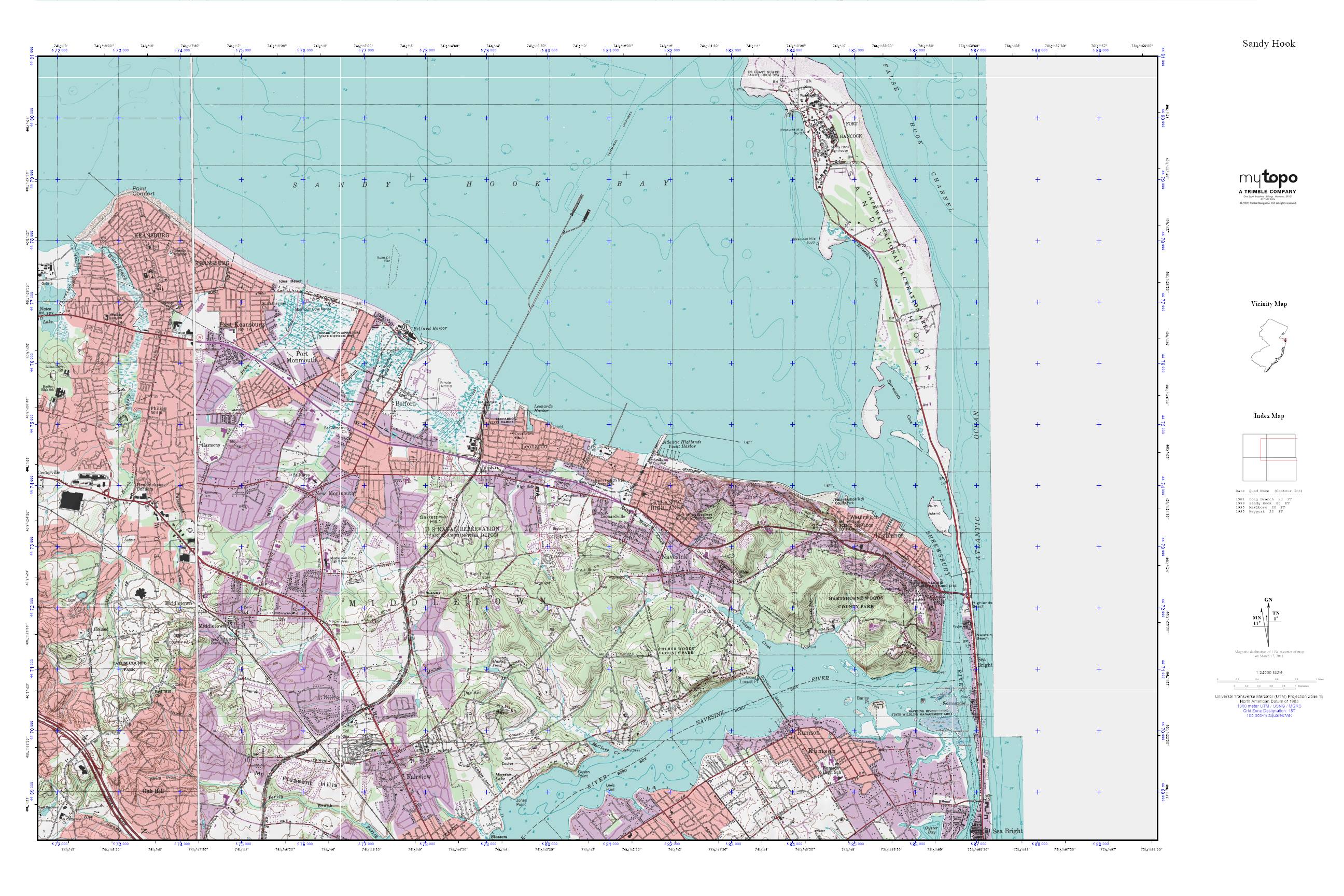 Sandy Hook MyTopo Explorer Series Map – MyTopo Map Store