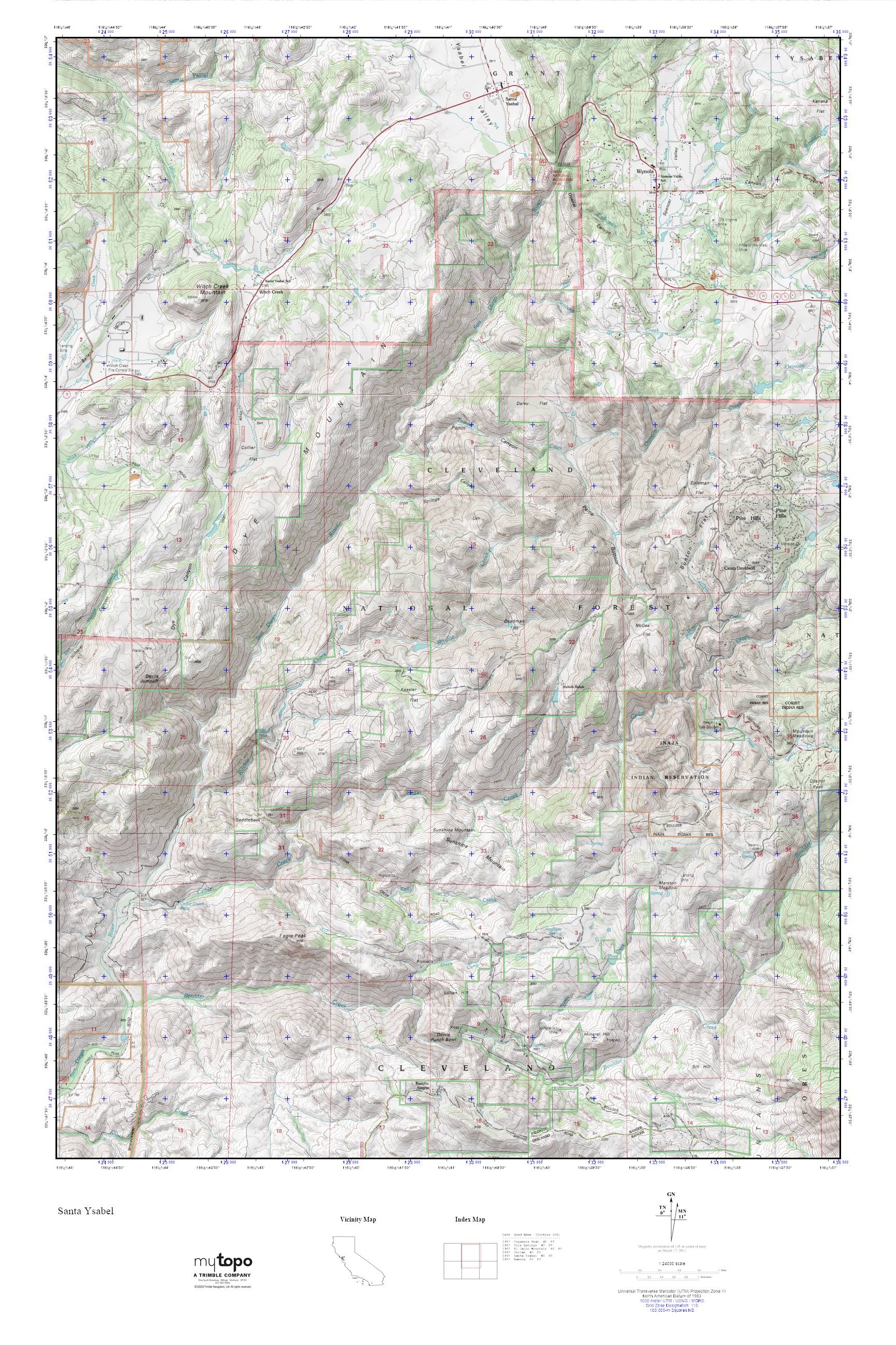 Santa Ysabel MyTopo Explorer Series Map – MyTopo Map Store