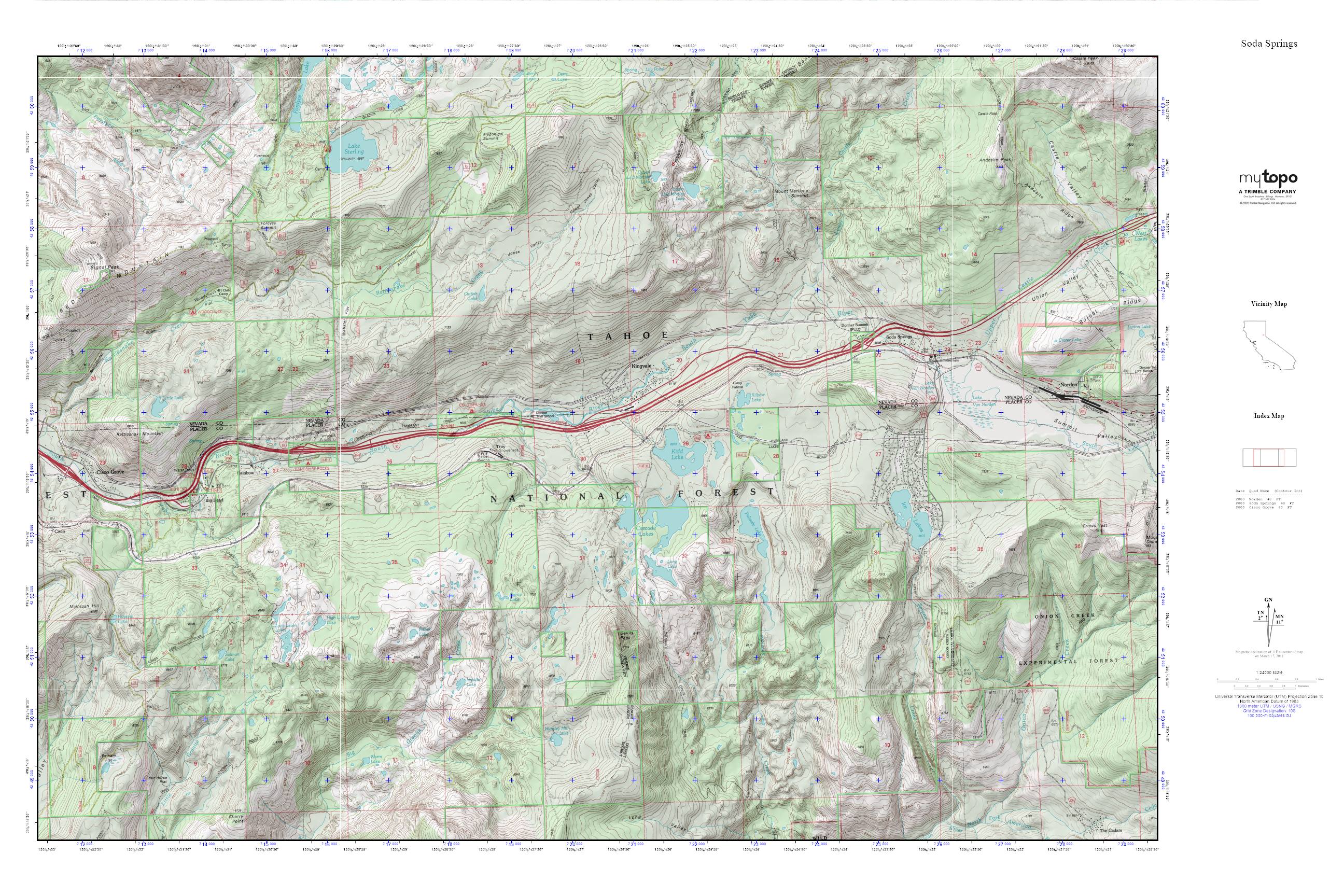 Soda Springs MyTopo Explorer Series Map – MyTopo Map Store