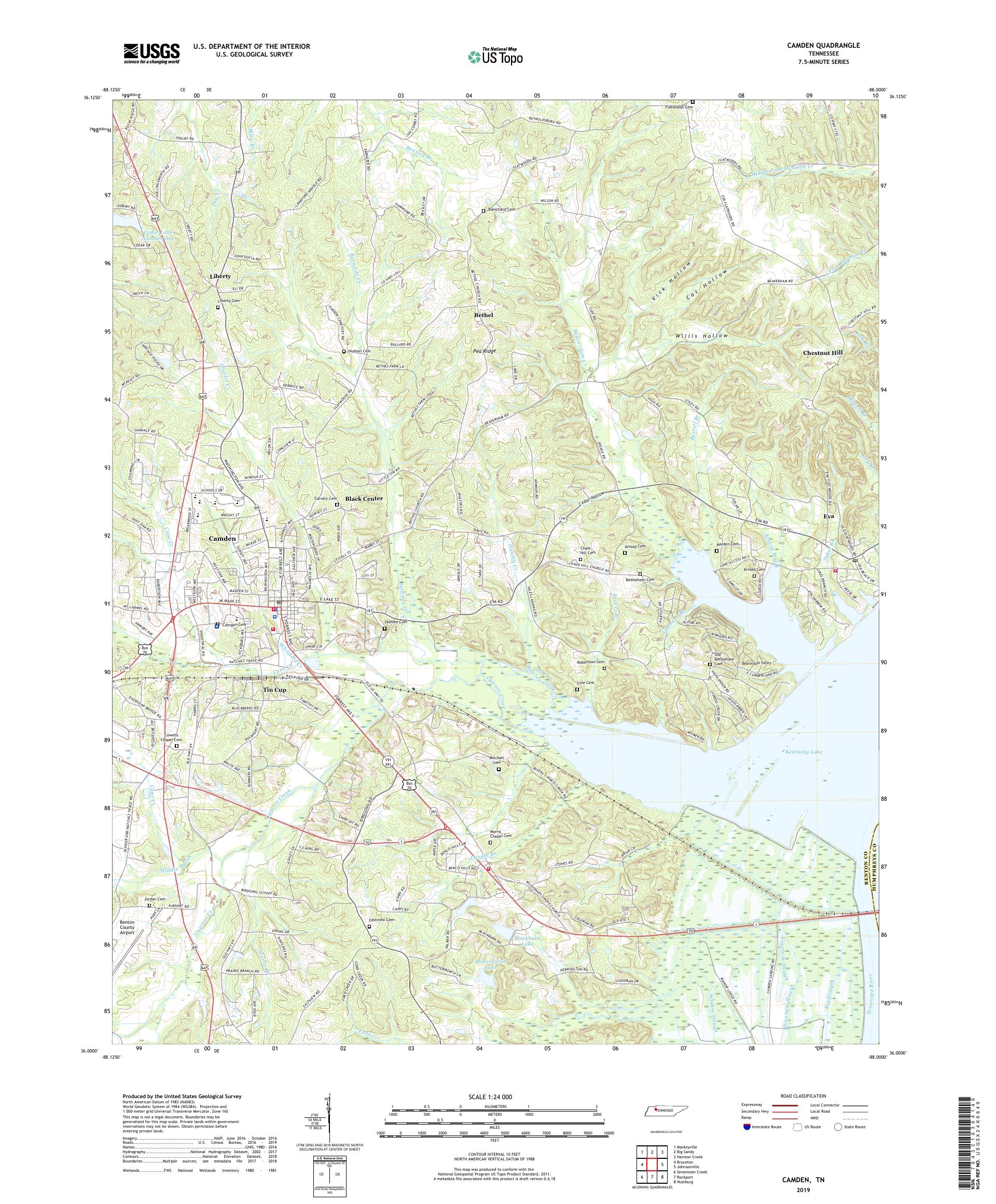 Camden Tennessee US Topo Map – MyTopo Map Store