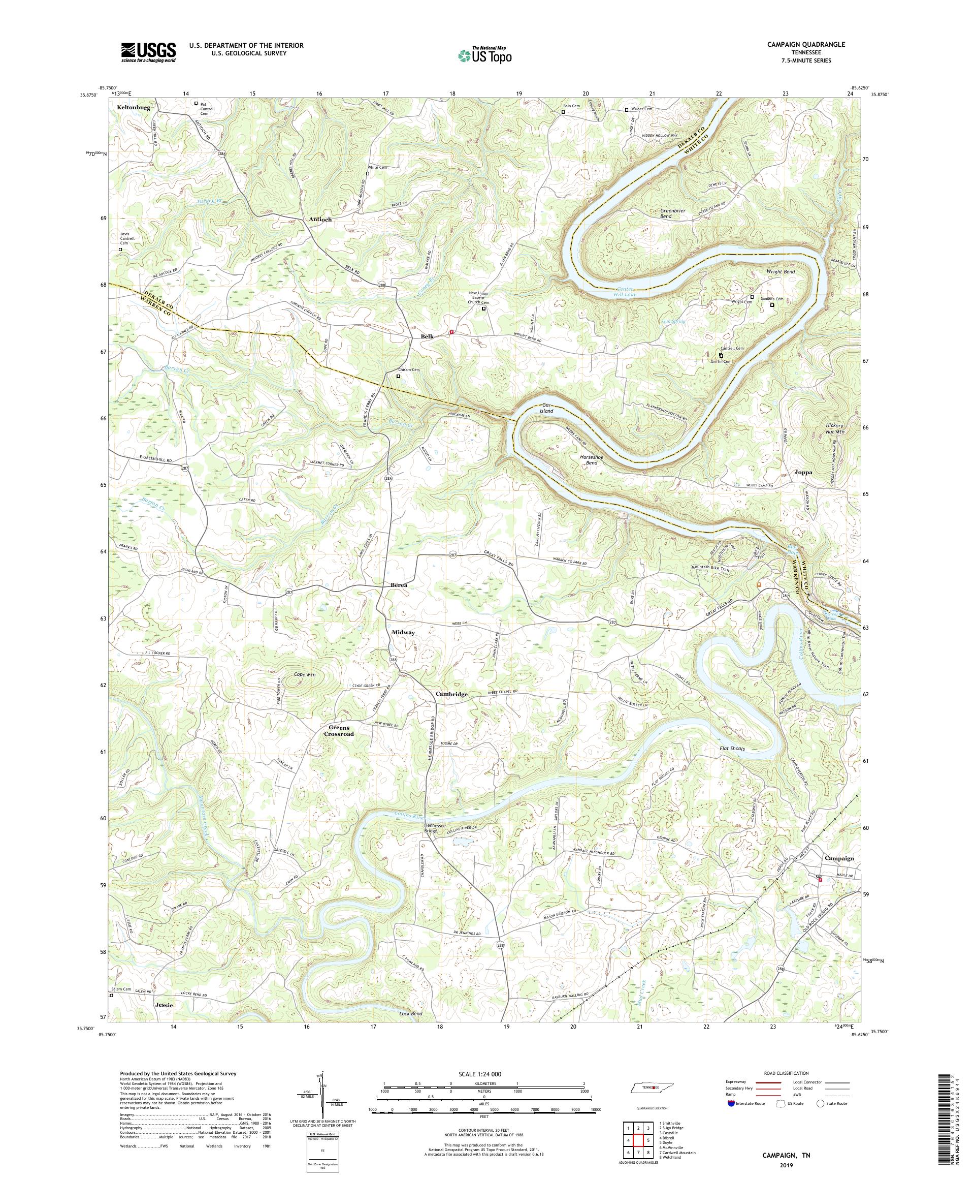 Campaign Tennessee US Topo Map – MyTopo Map Store