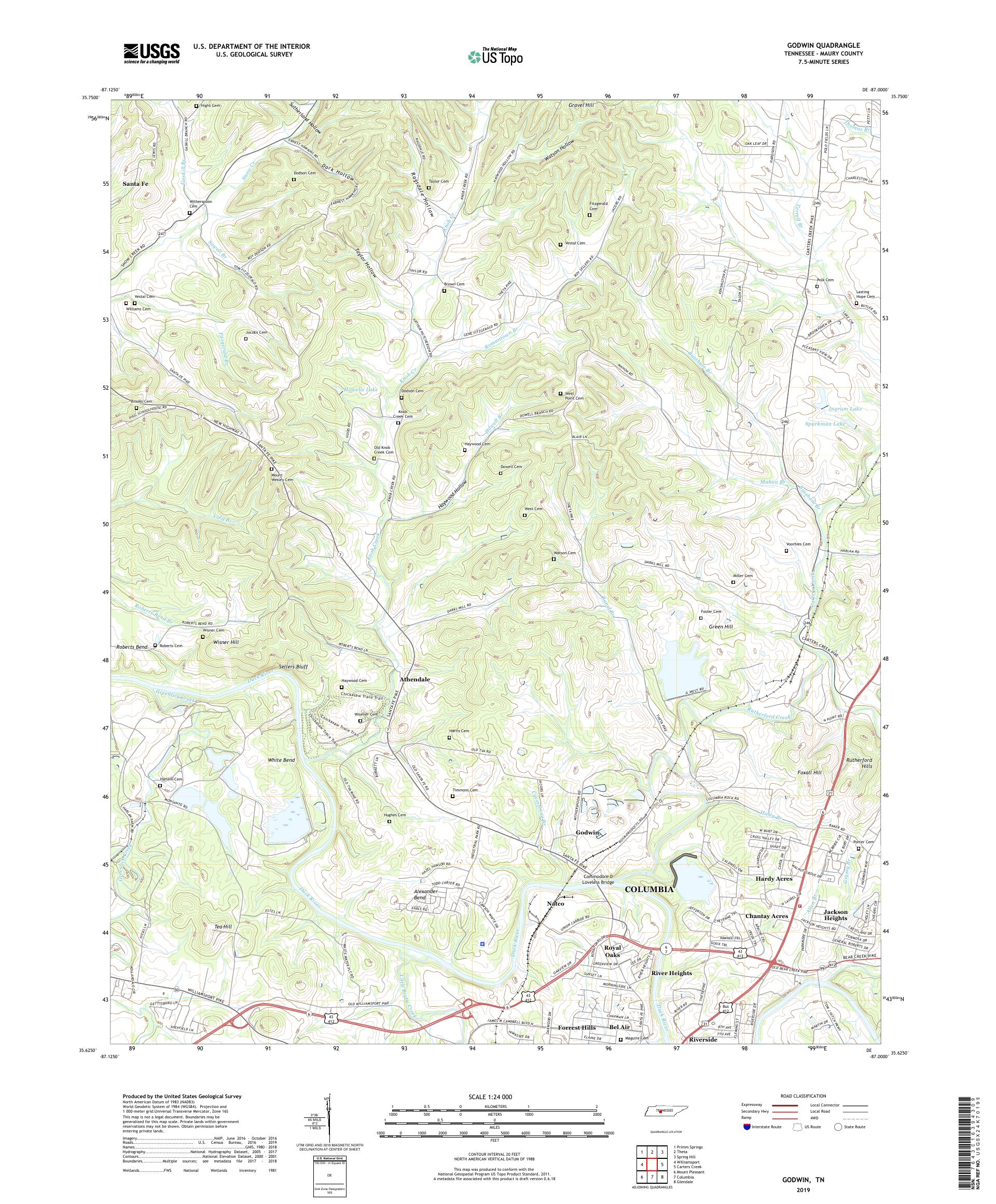 Godwin Tennessee US Topo Map – MyTopo Map Store
