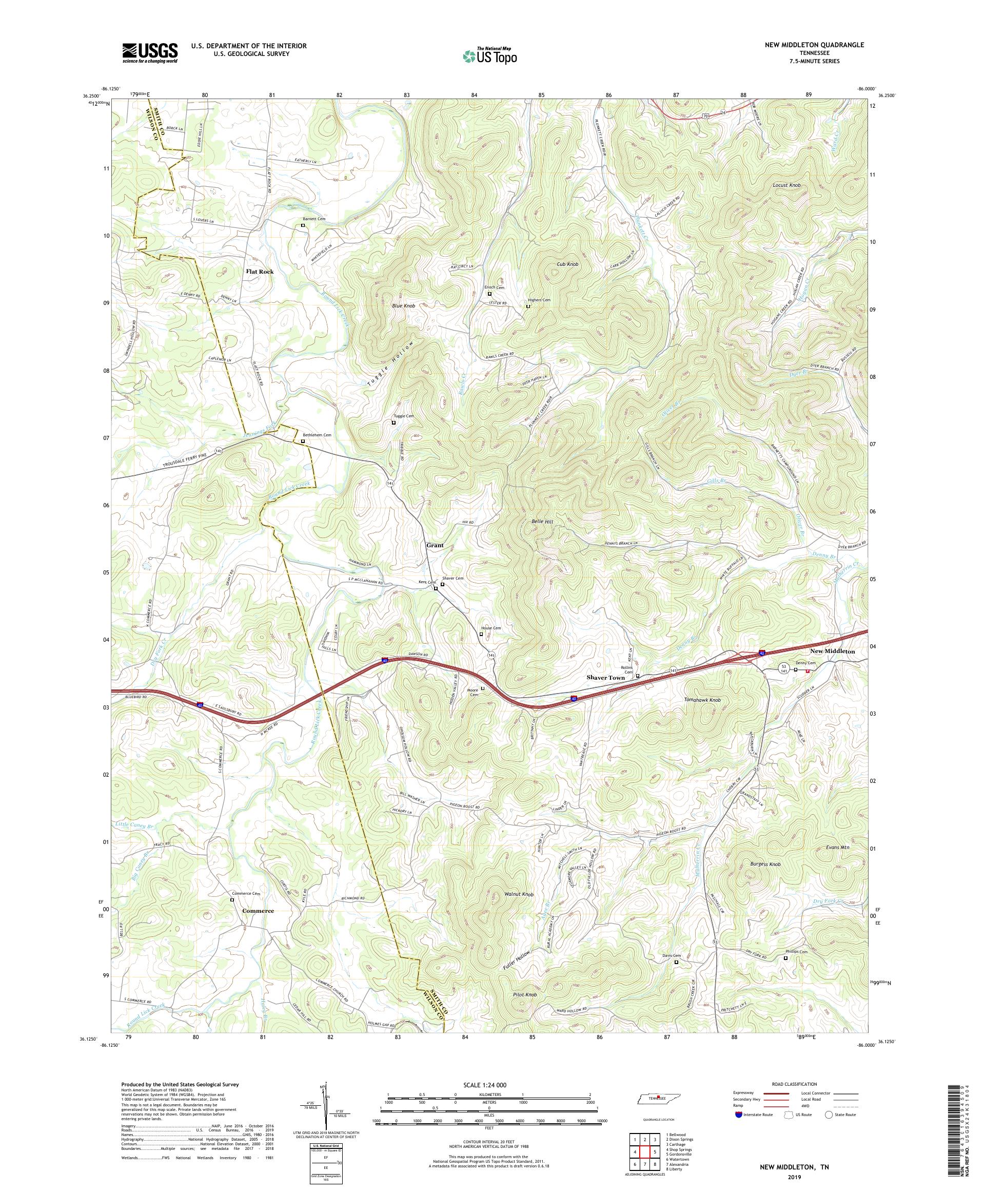 New Middleton Tennessee US Topo Map – MyTopo Map Store
