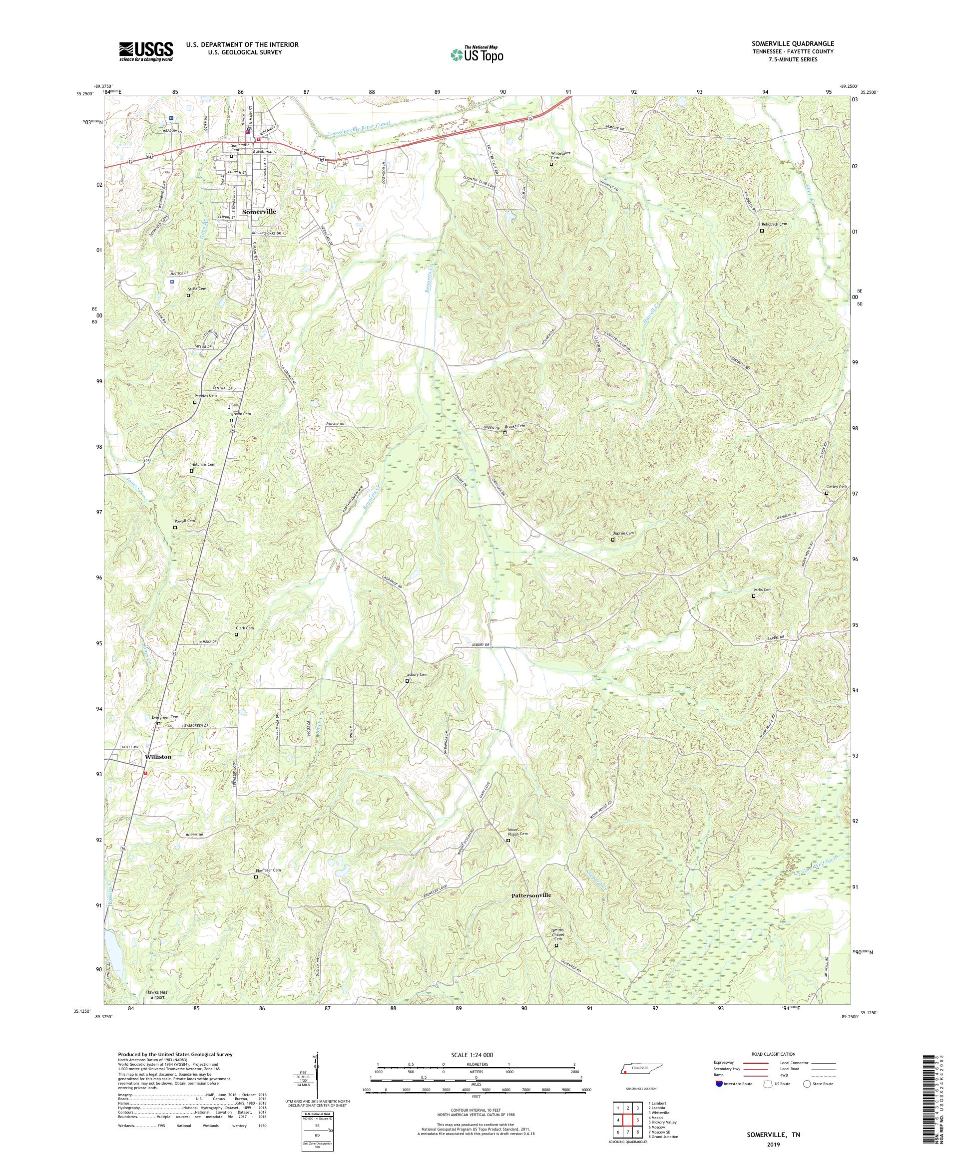 Somerville Tennessee US Topo Map – MyTopo Map Store