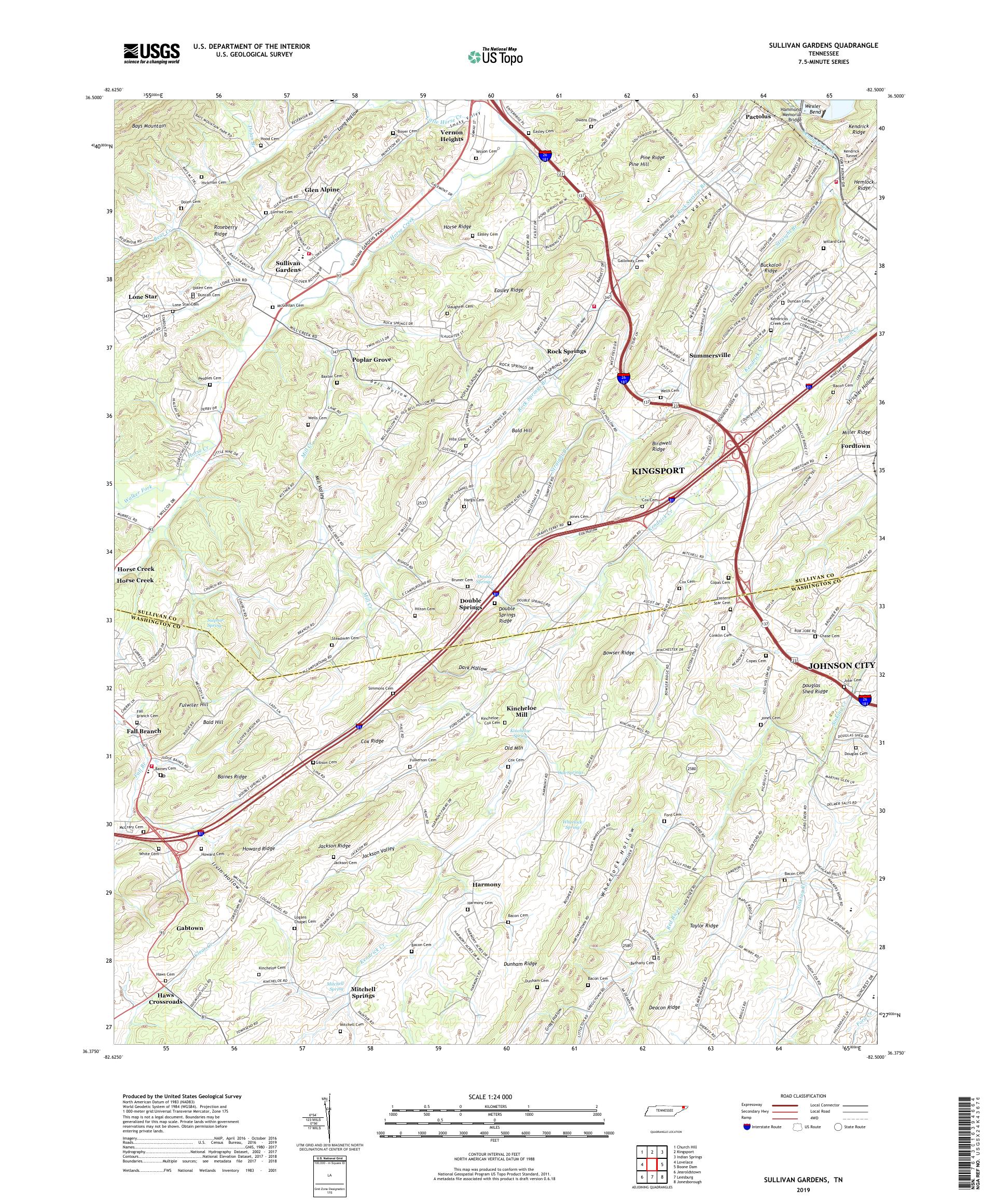 Sullivan Gardens Tennessee US Topo Map – MyTopo Map Store