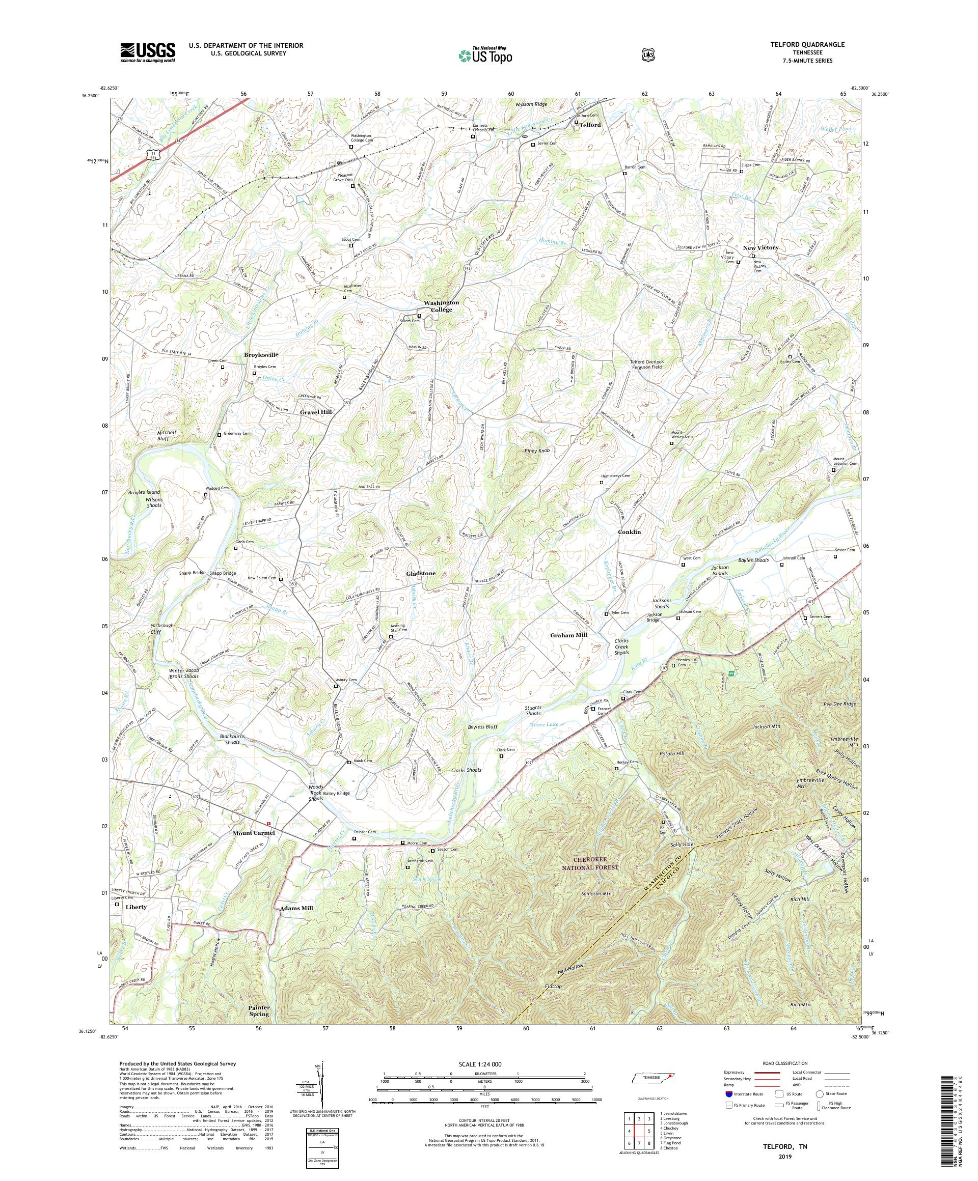 Telford Tennessee US Topo Map – MyTopo Map Store