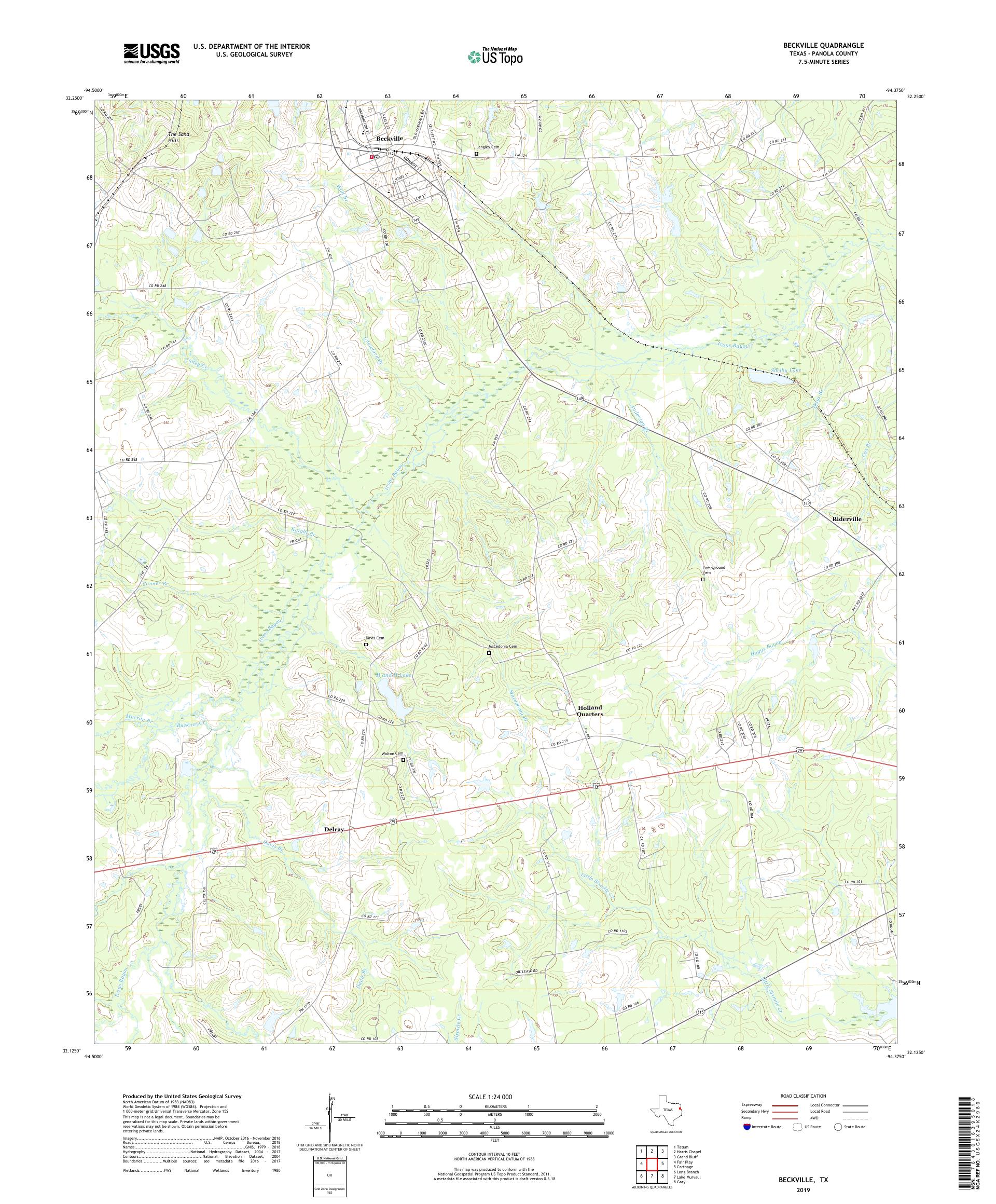 Beckville Texas US Topo Map – MyTopo Map Store
