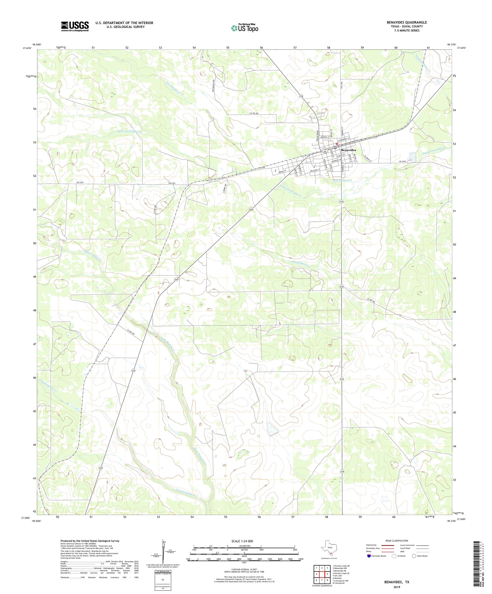Benavides Texas US Topo Map – MyTopo Map Store