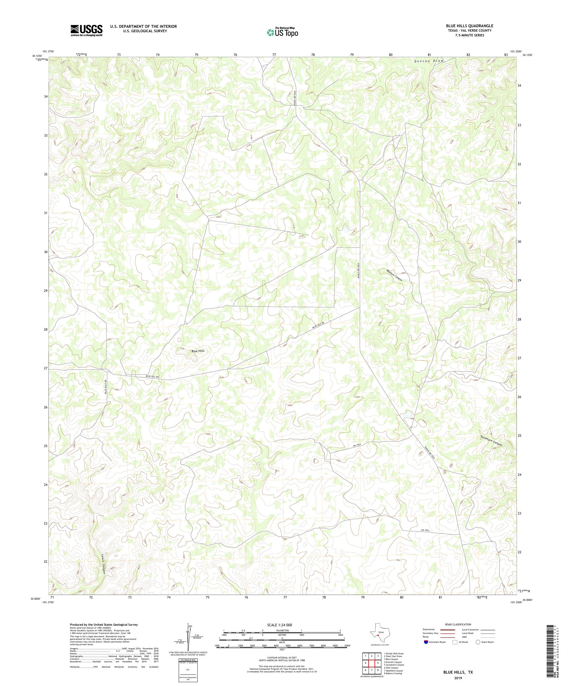Blue Hills Texas US Topo Map – MyTopo Map Store