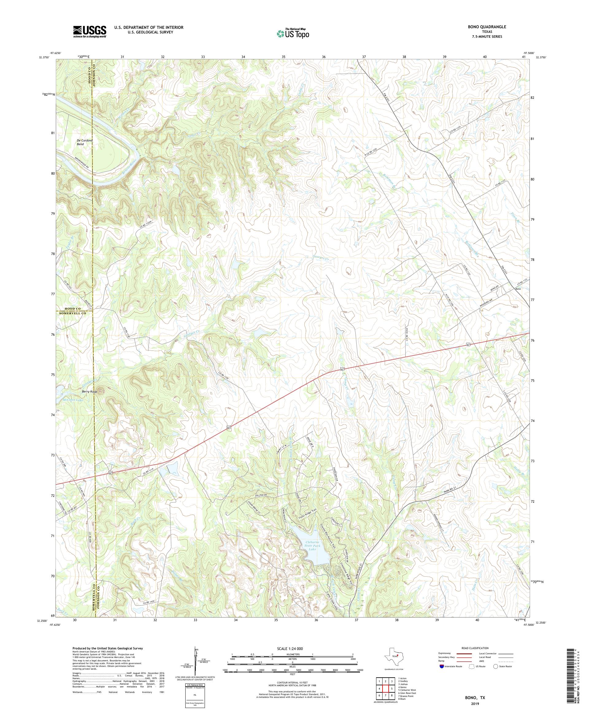 Bono Texas US Topo Map – MyTopo Map Store