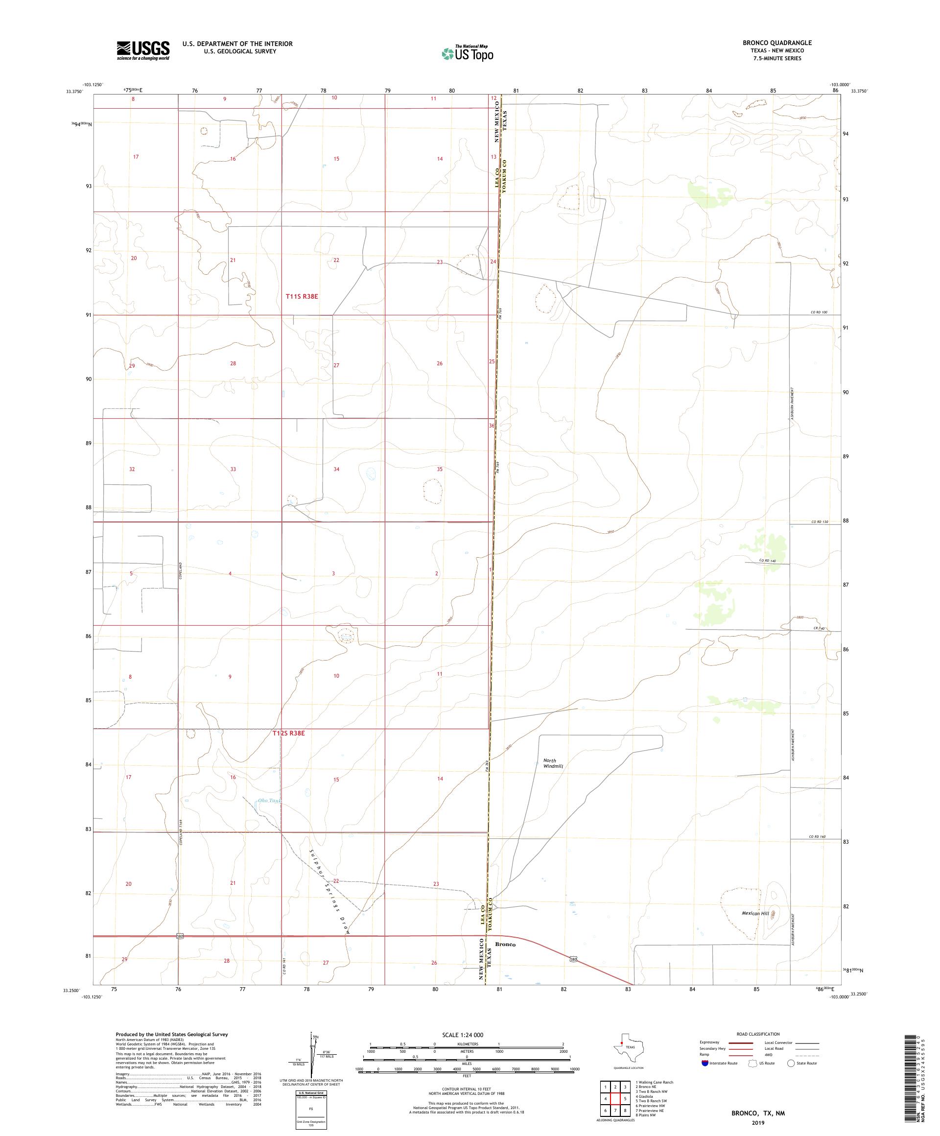 Bronco Texas US Topo Map – MyTopo Map Store
