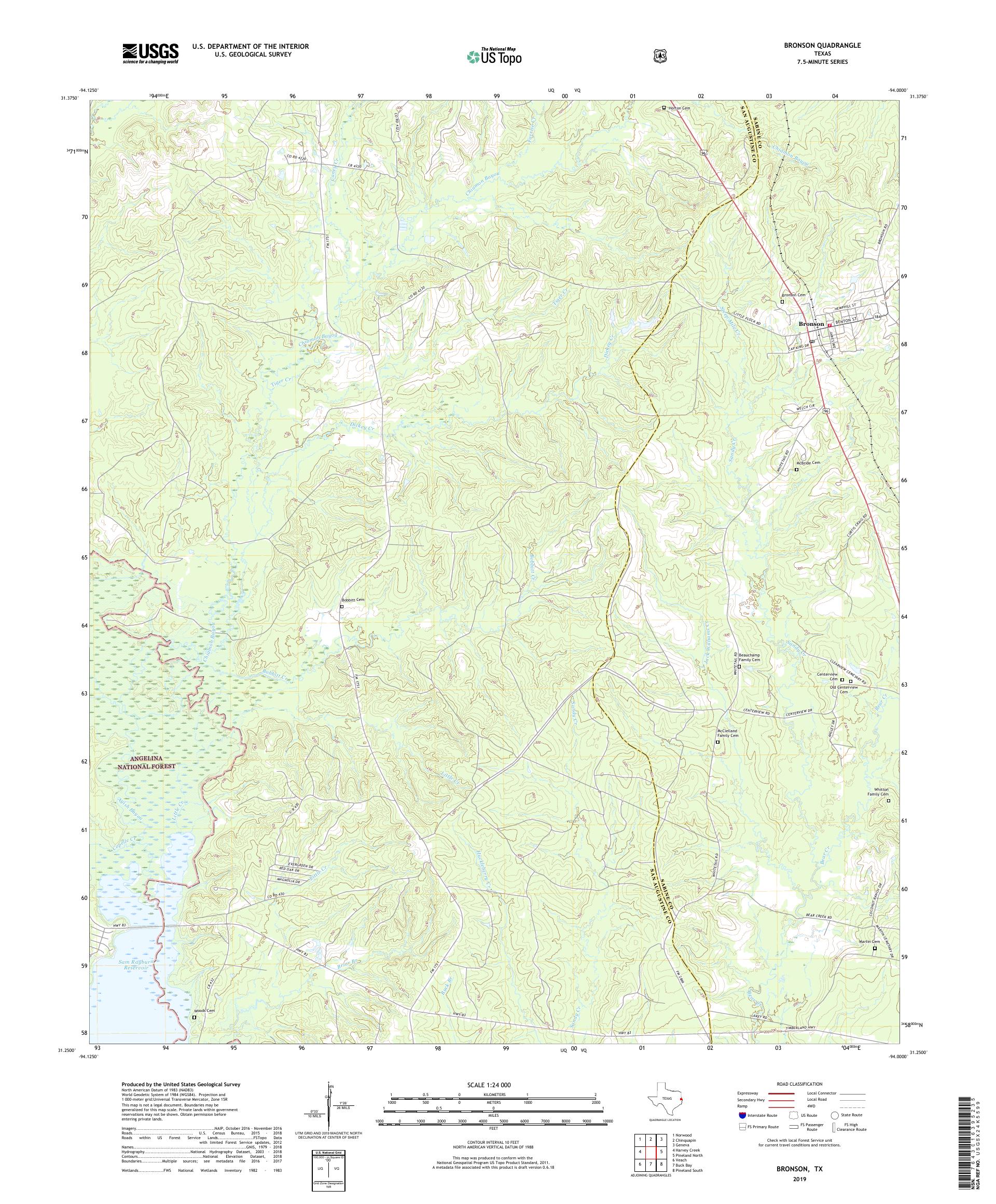 Bronson Texas US Topo Map – MyTopo Map Store