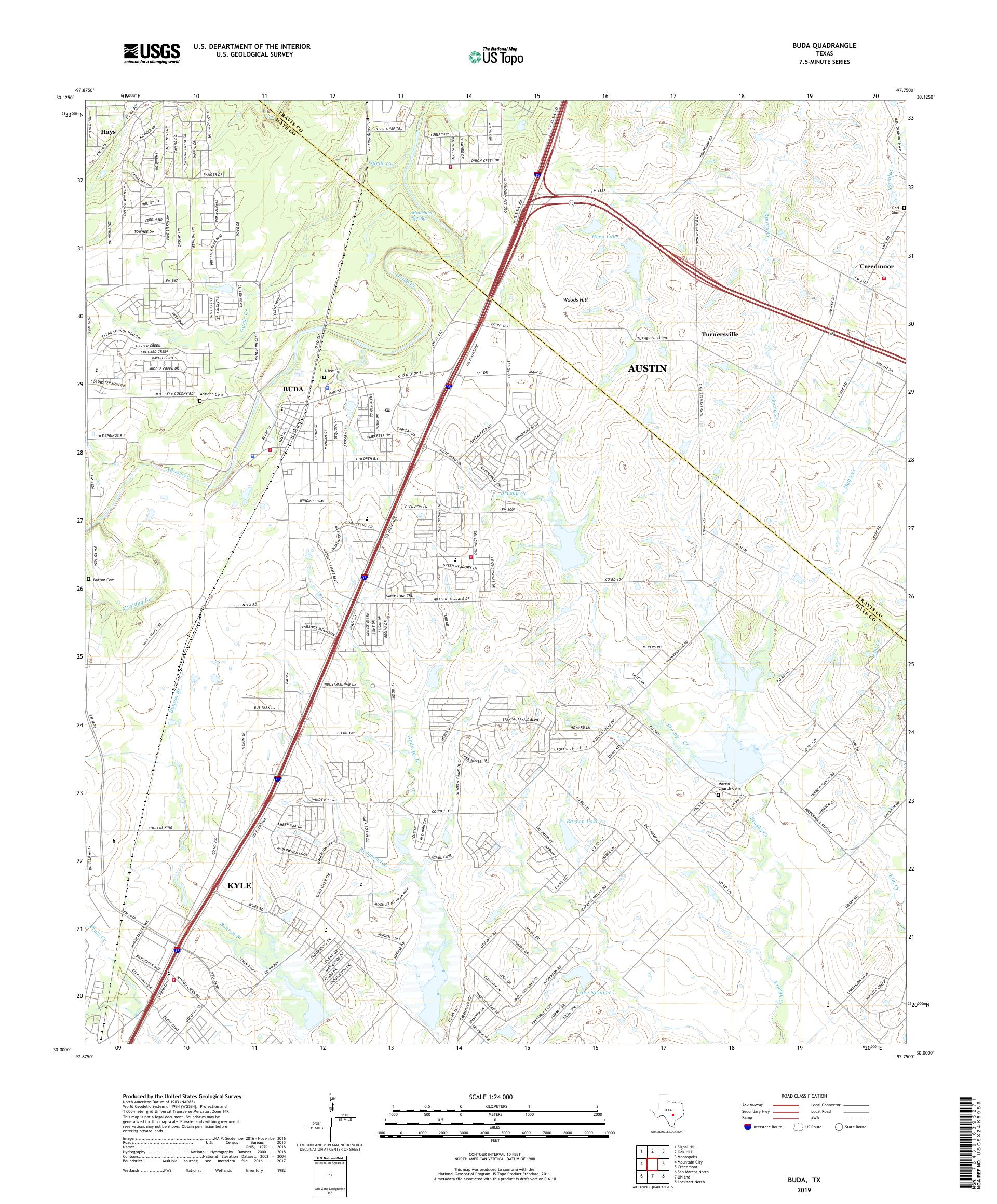 Buda Texas US Topo Map – MyTopo Map Store