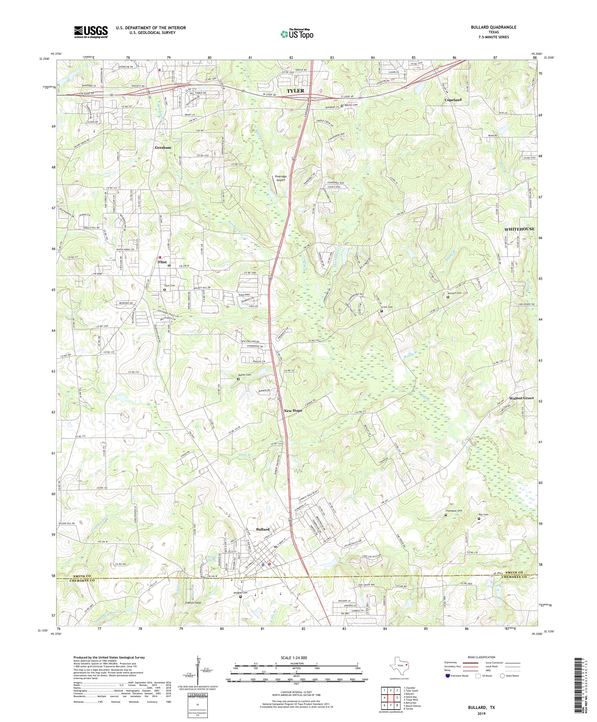 Bullard Texas US Topo Map – MyTopo Map Store