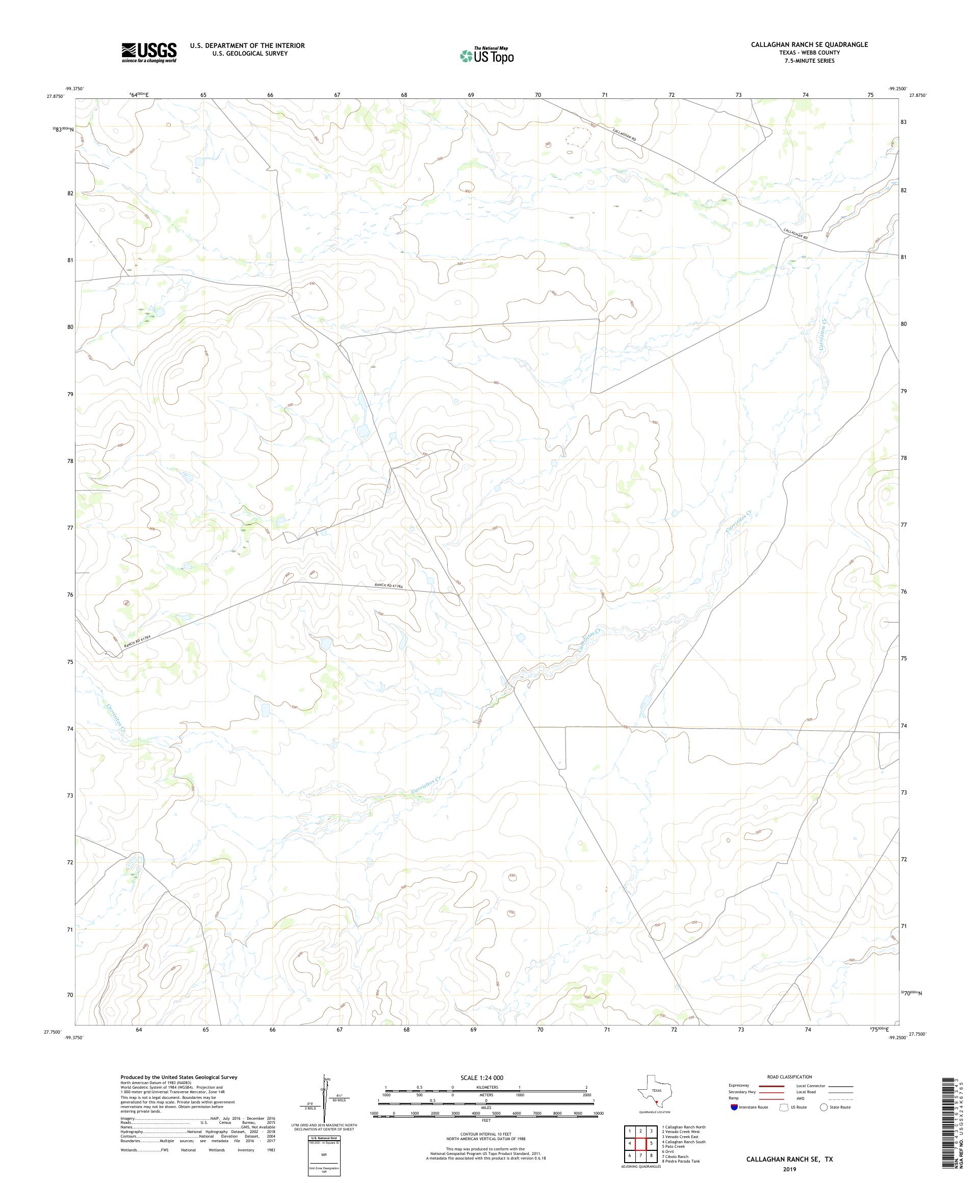Callaghan Ranch SE Texas US Topo Map – MyTopo Map Store