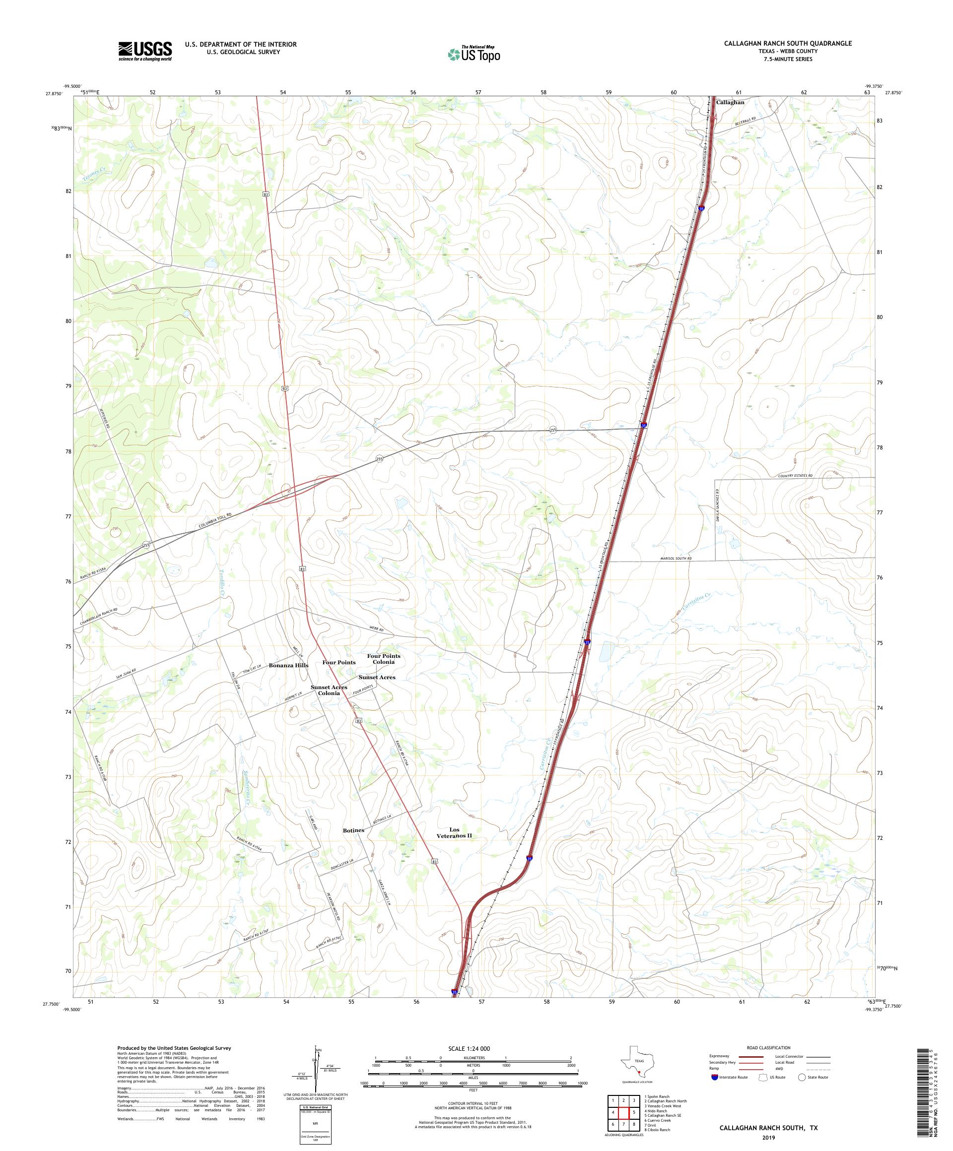 Callaghan Ranch South Texas US Topo Map – MyTopo Map Store