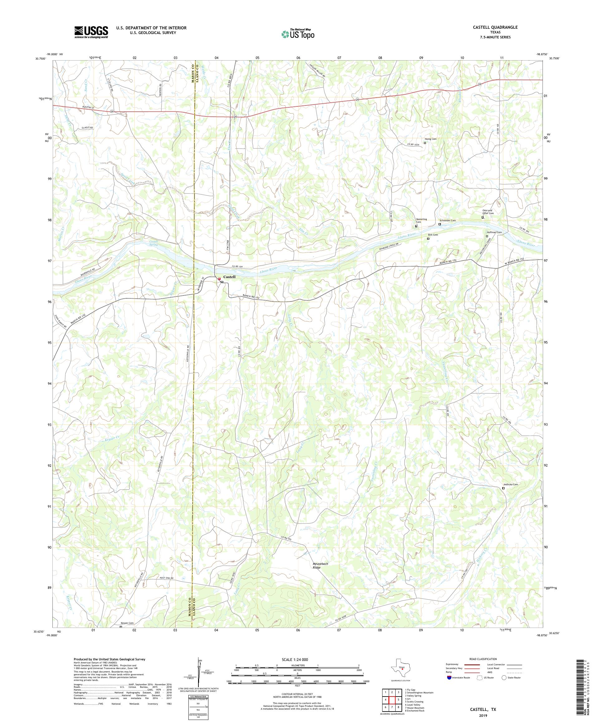 Castell Texas US Topo Map – MyTopo Map Store