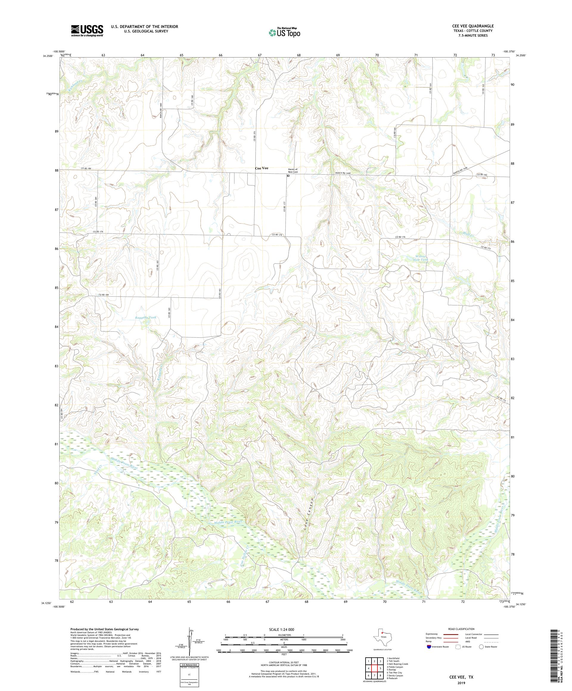 Cee Vee Texas US Topo Map – MyTopo Map Store