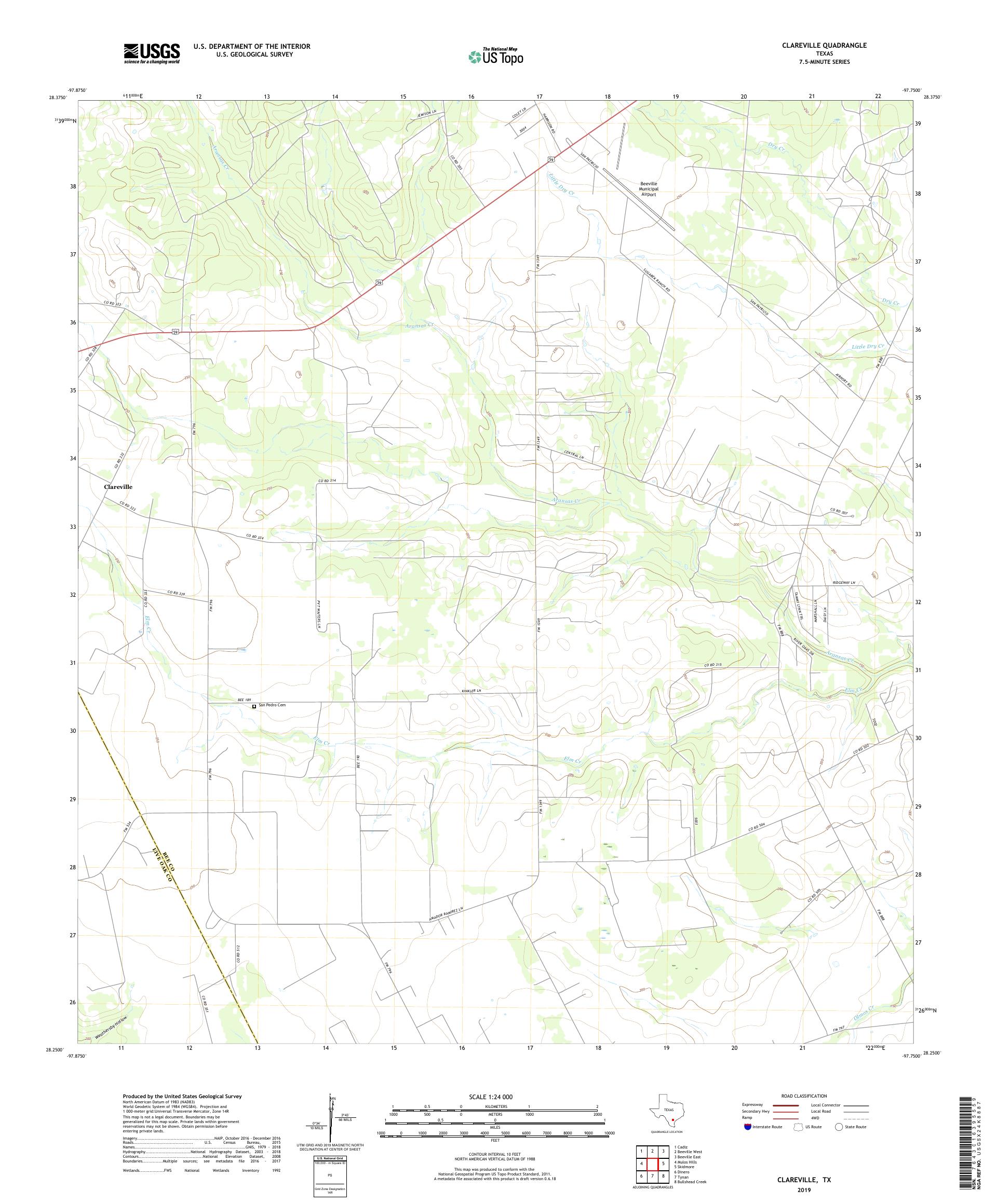 Clareville Texas US Topo Map – MyTopo Map Store