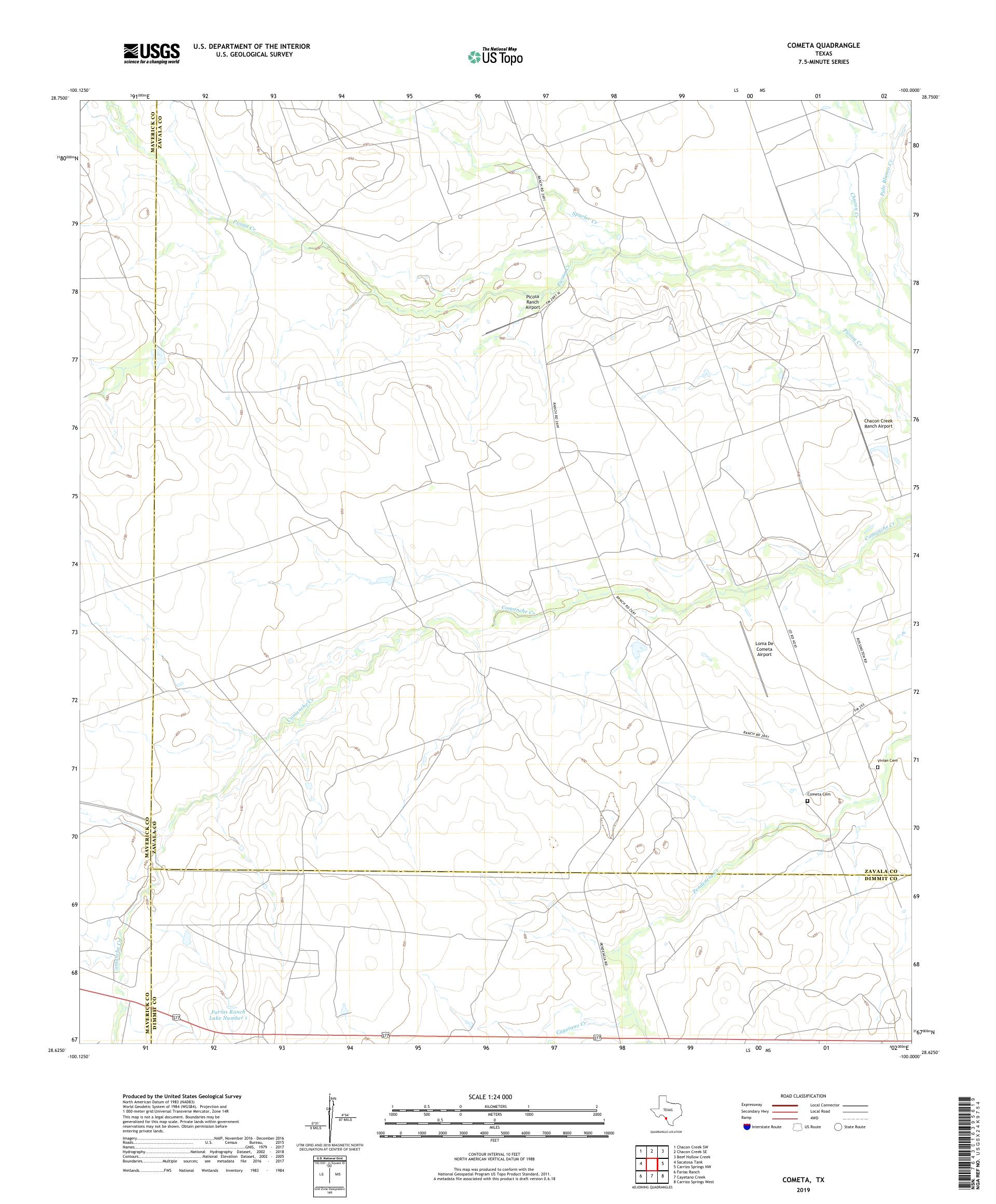 Cometa Texas US Topo Map – MyTopo Map Store