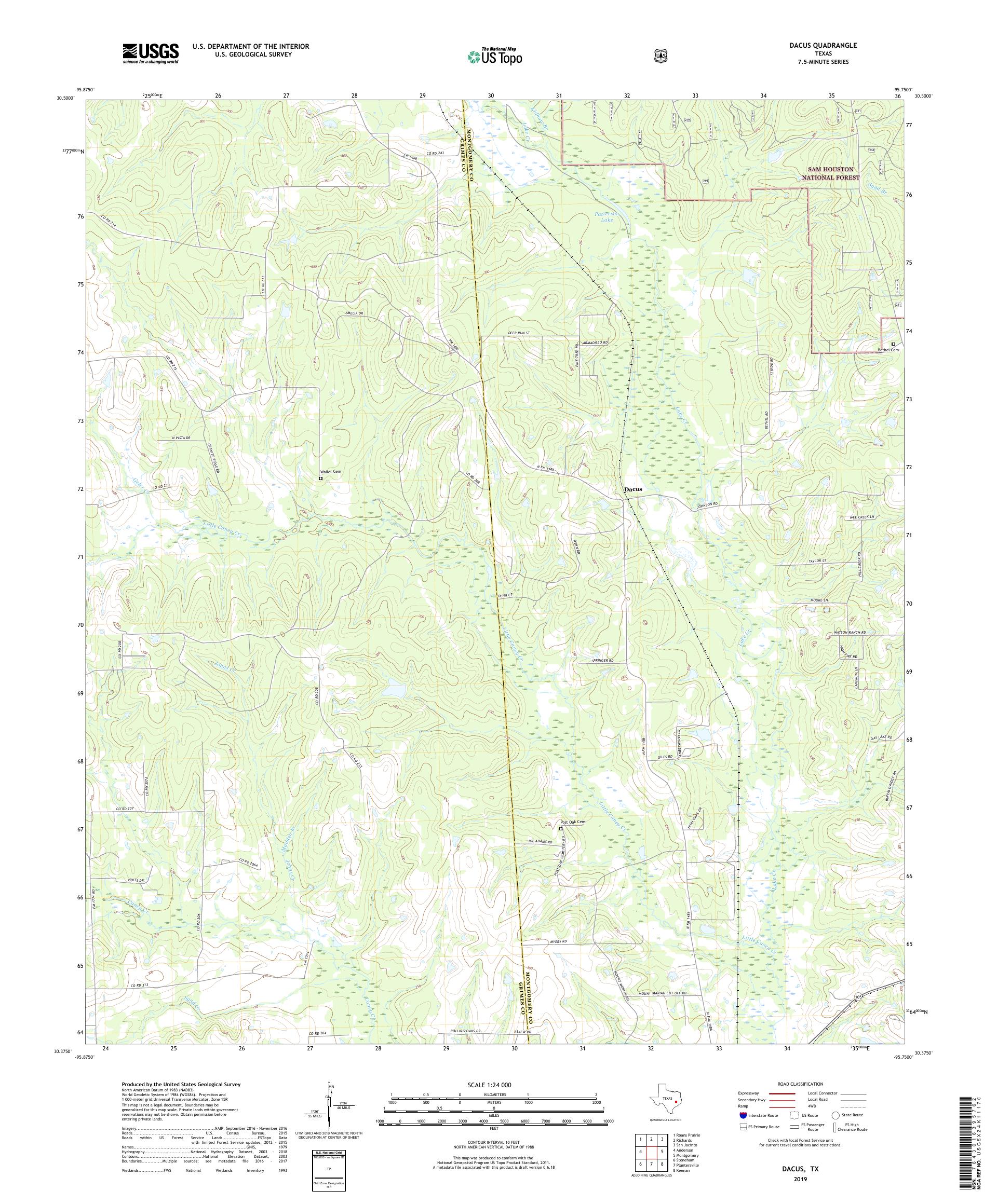 Dacus Texas US Topo Map – MyTopo Map Store