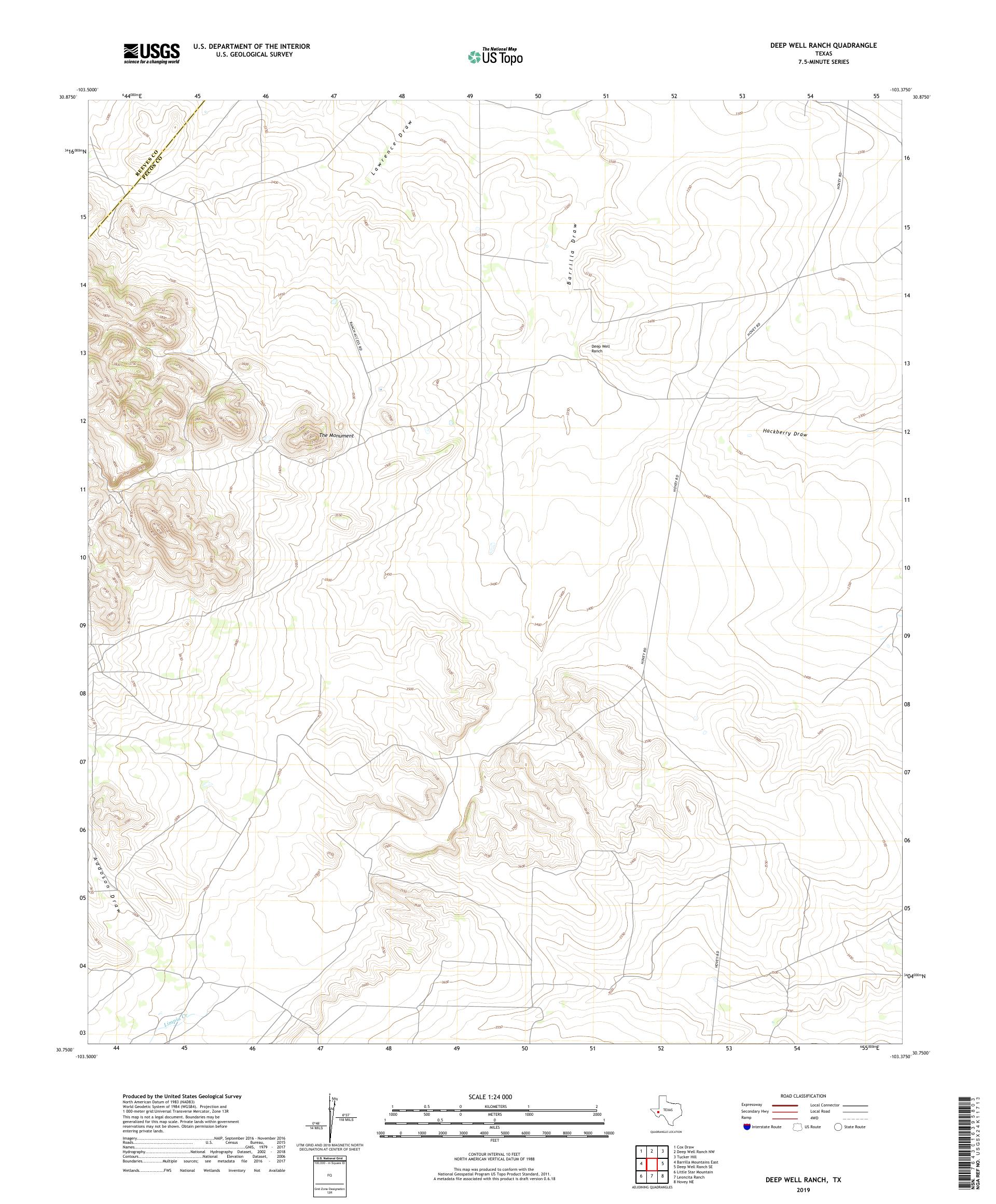 Deep Well Ranch Texas US Topo Map – MyTopo Map Store