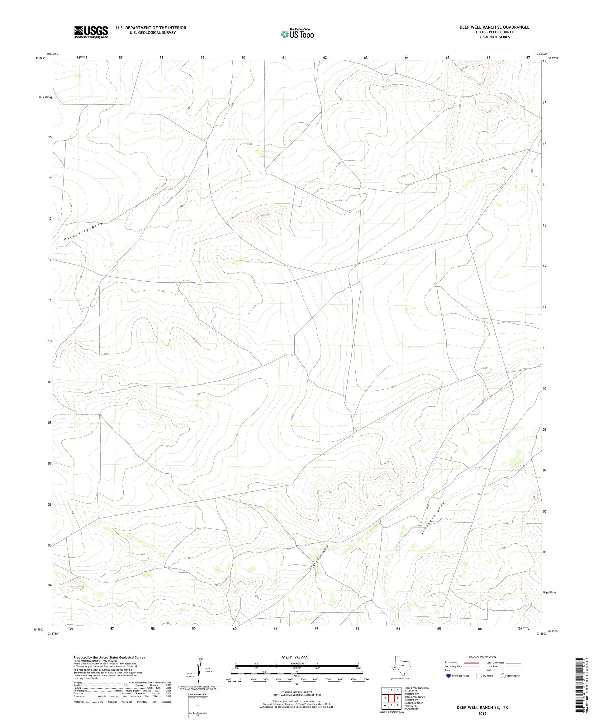Deep Well Ranch SE Texas US Topo Map – MyTopo Map Store