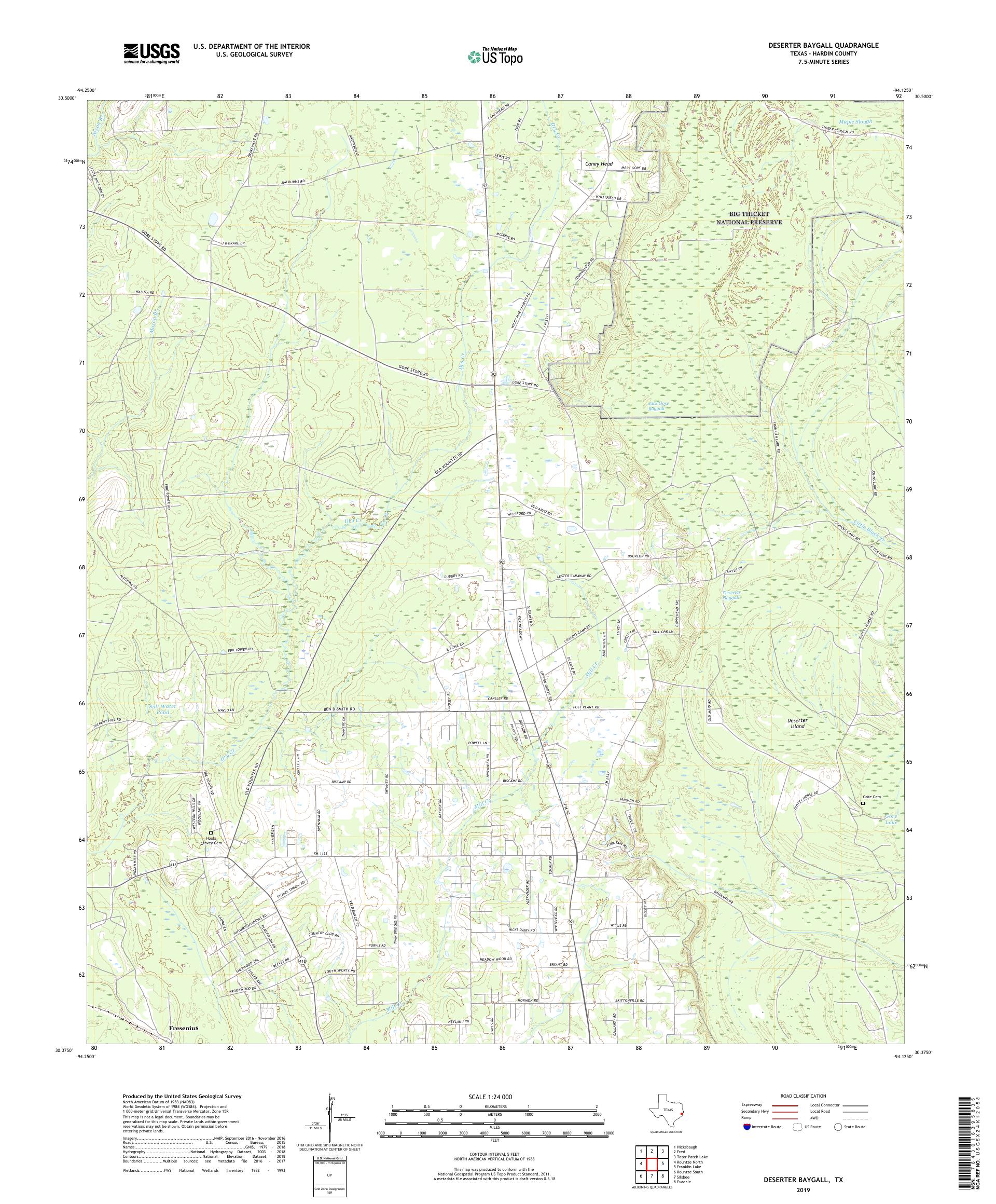 Deserter Baygall Texas US Topo Map – MyTopo Map Store