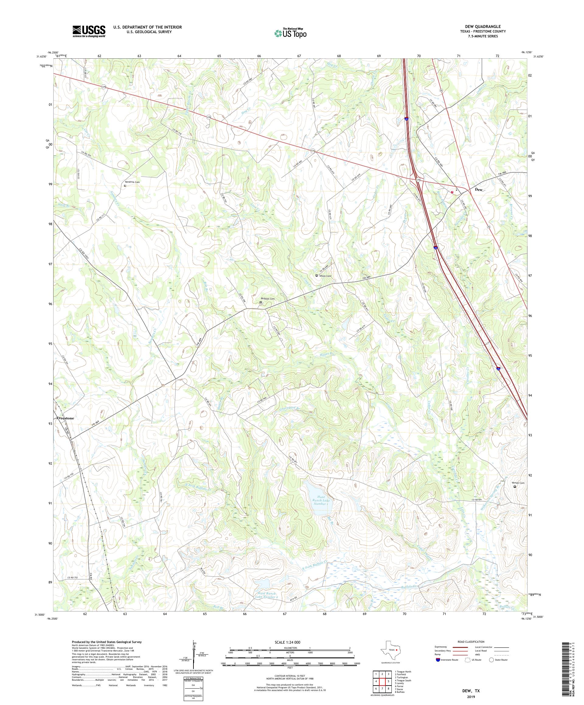 Dew Texas US Topo Map – MyTopo Map Store