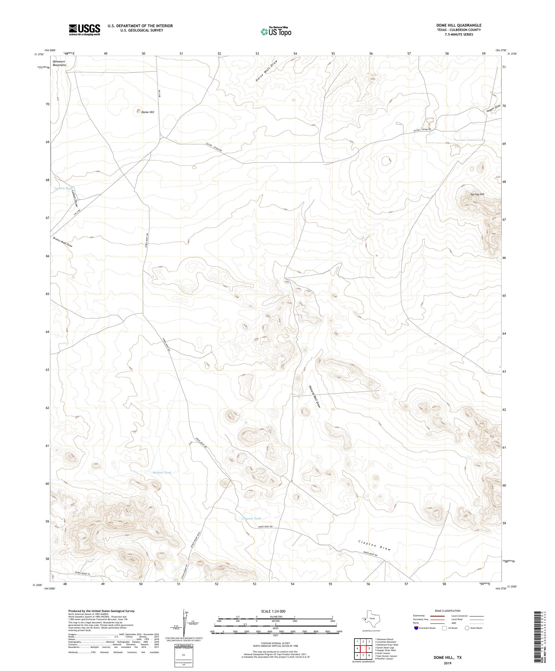 Dome Hill Texas US Topo Map – MyTopo Map Store