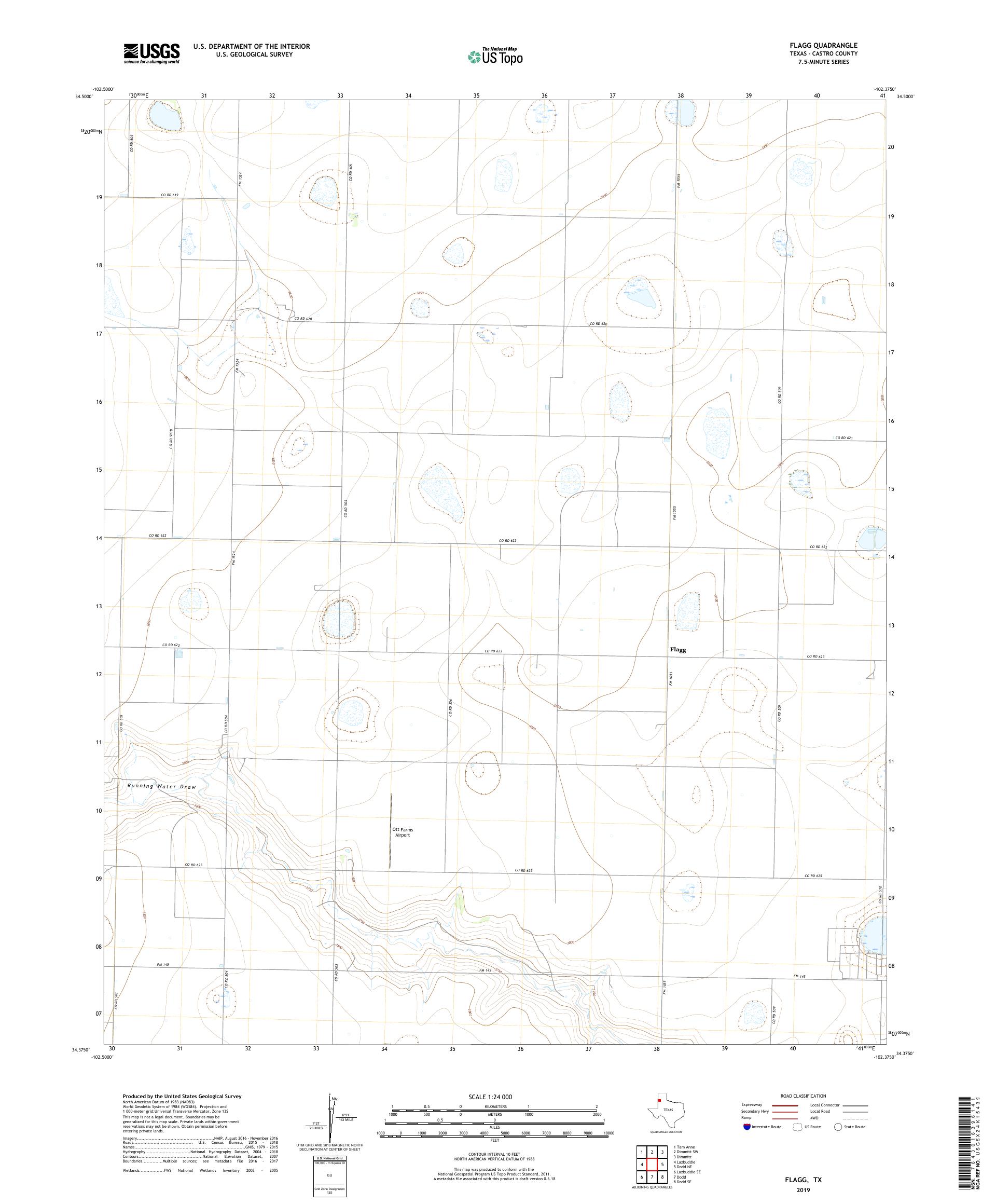 Flagg Texas US Topo Map – MyTopo Map Store