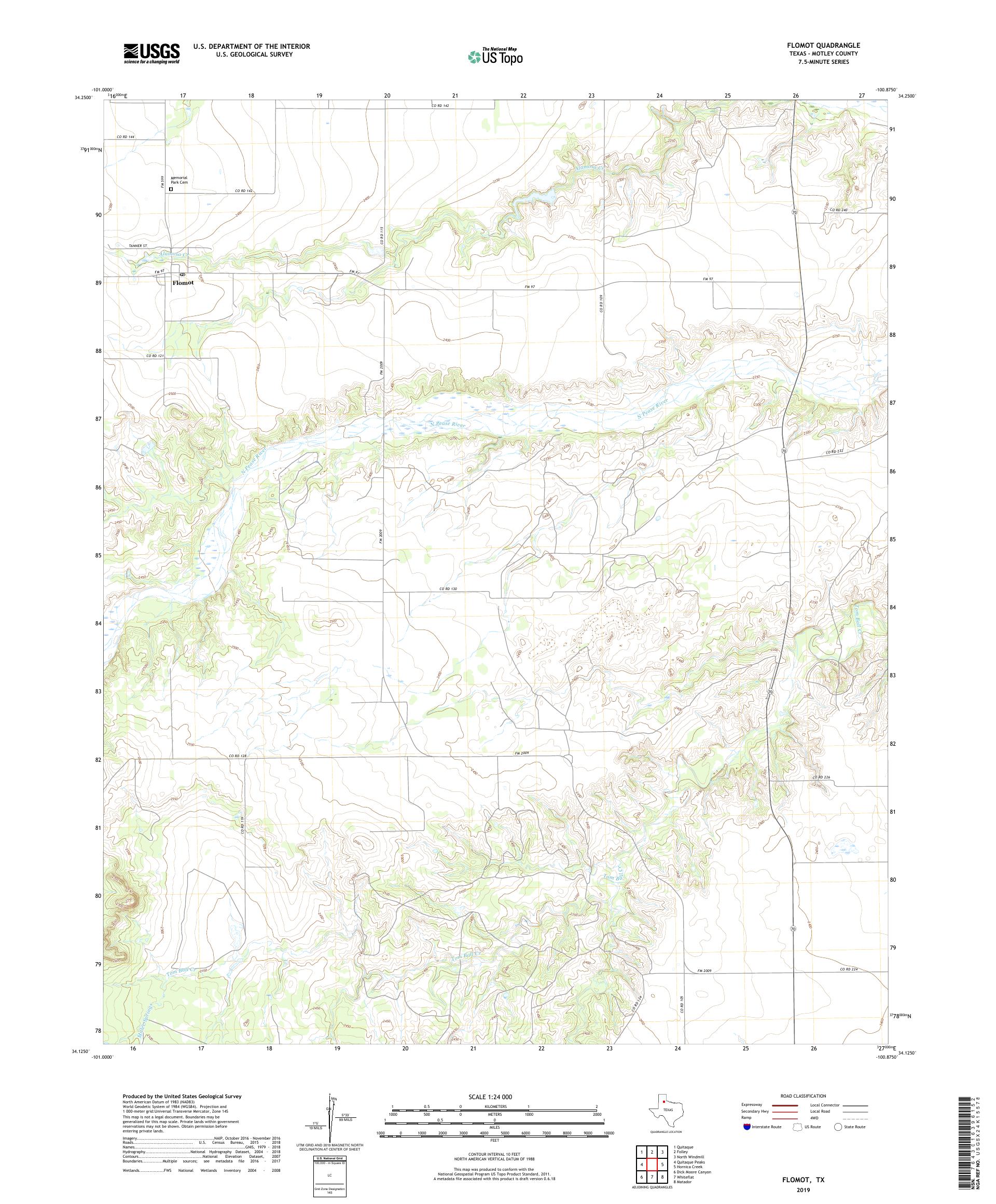 Flomot Texas US Topo Map – MyTopo Map Store