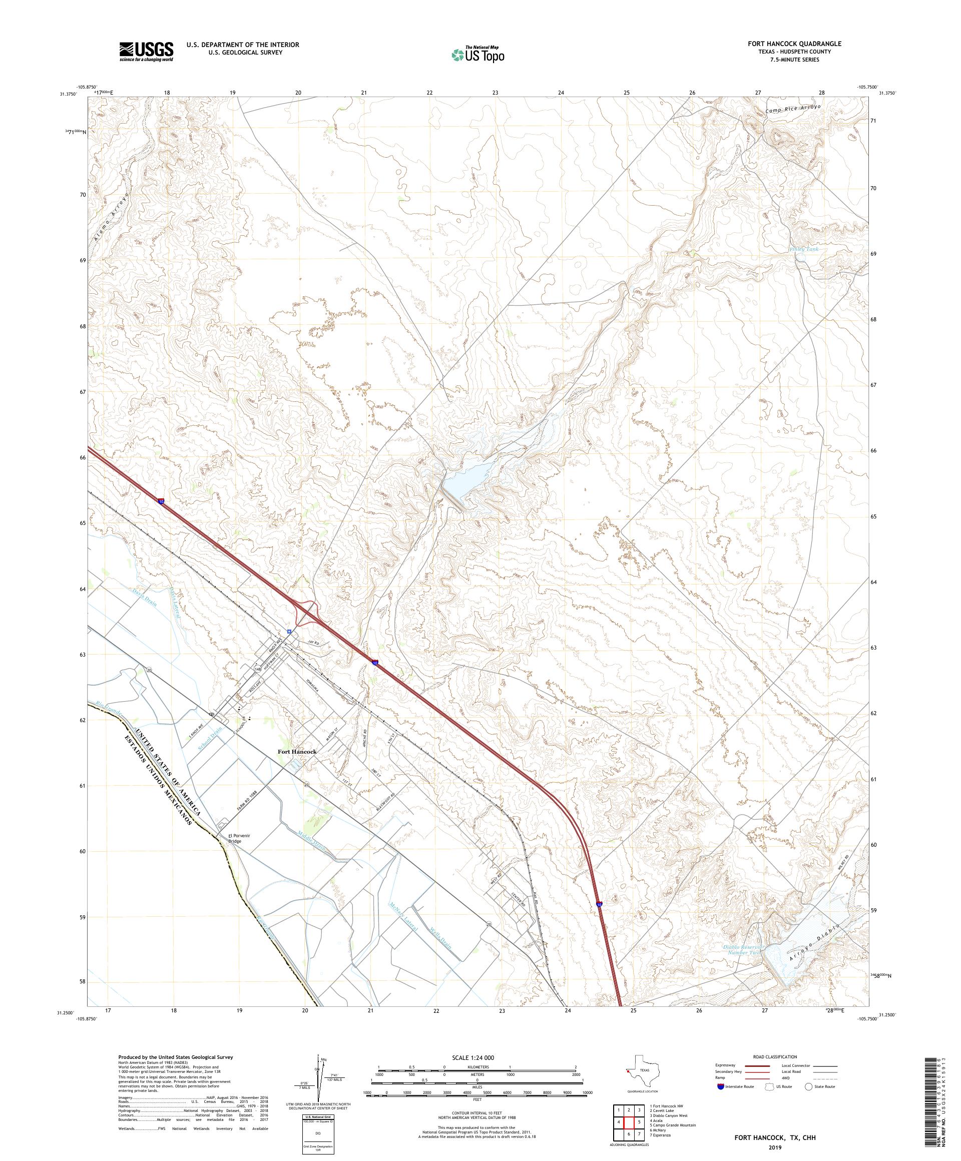 Fort Hancock Texas US Topo Map – MyTopo Map Store