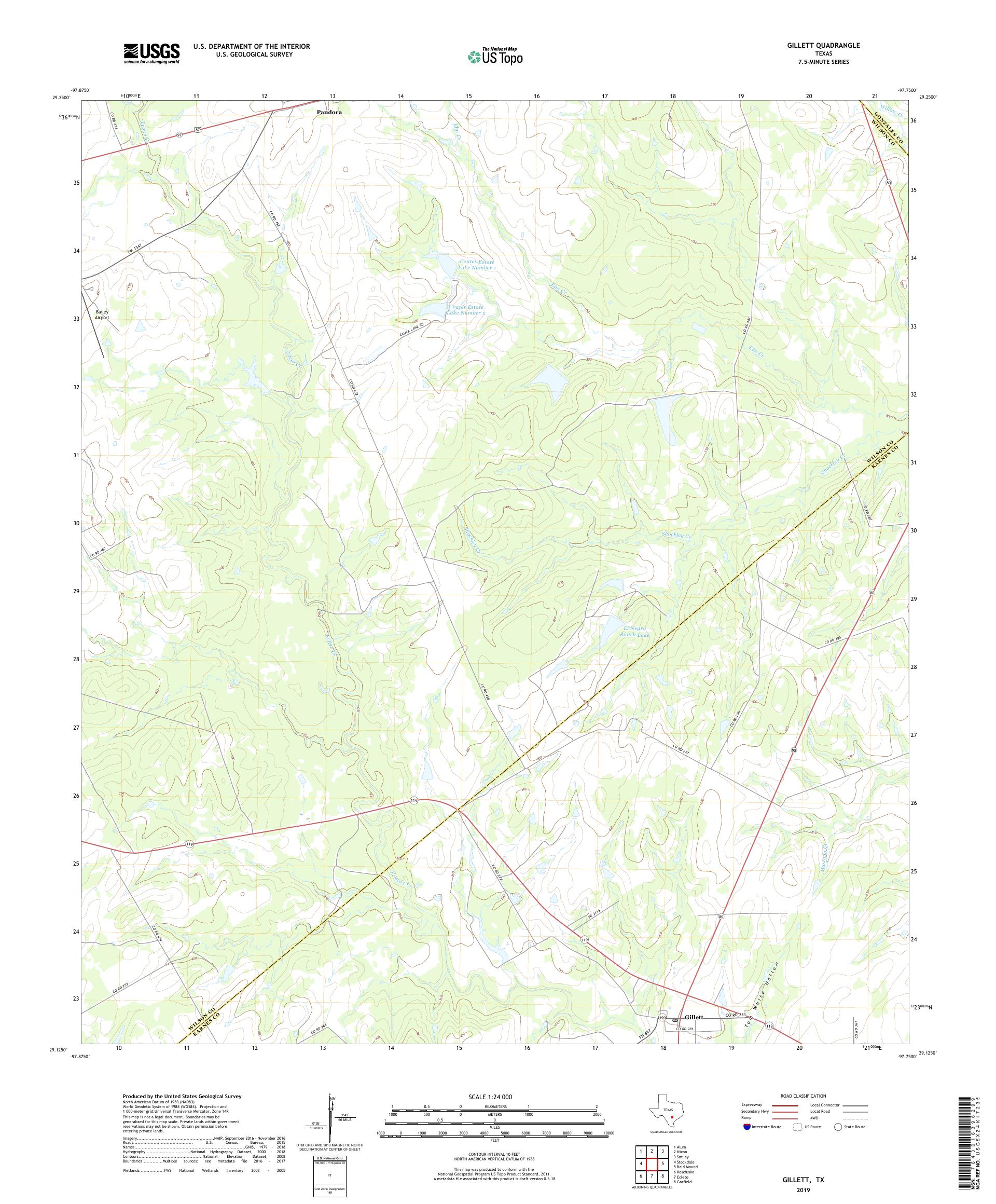 Gillett Texas US Topo Map – MyTopo Map Store