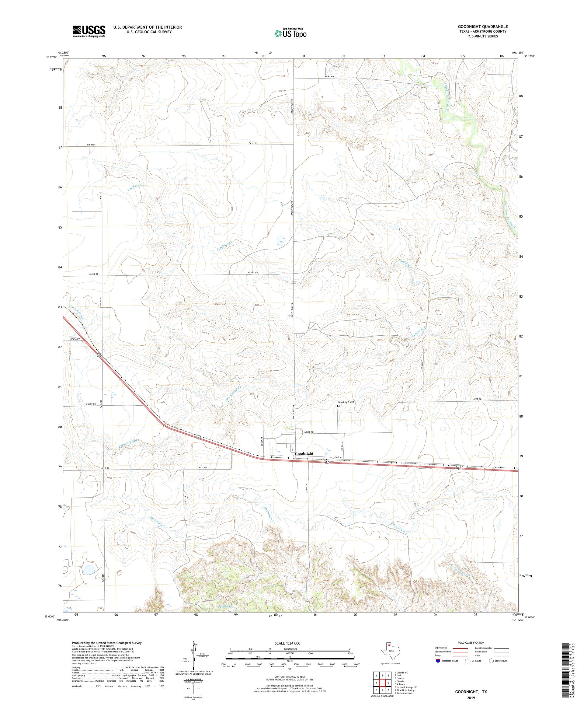 Goodnight Texas US Topo Map – MyTopo Map Store