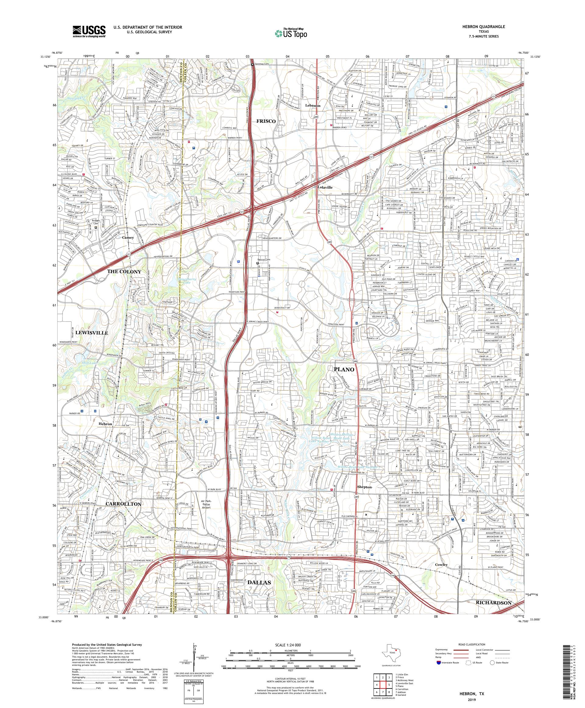 Hebron Texas US Topo Map – MyTopo Map Store