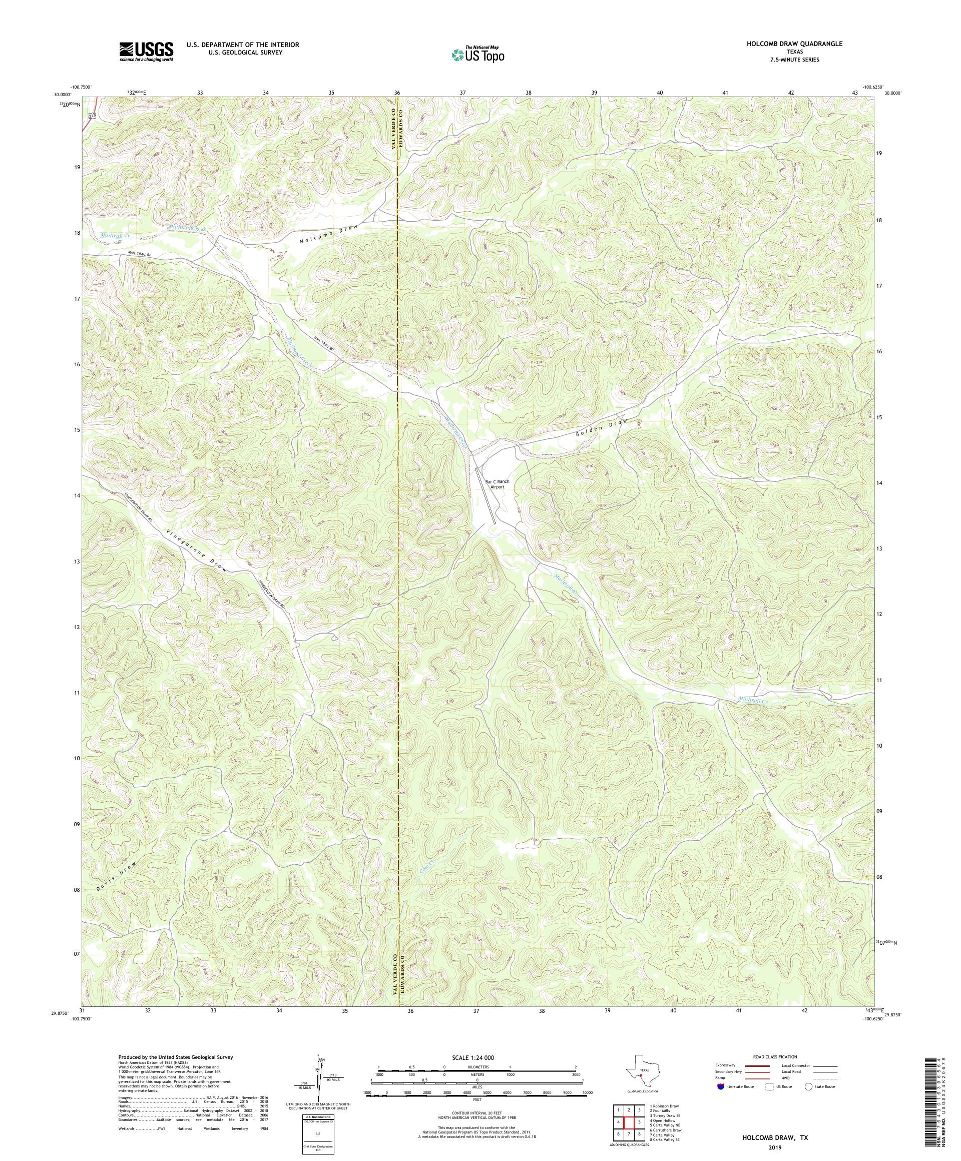 Holcomb Draw Texas US Topo Map – MyTopo Map Store