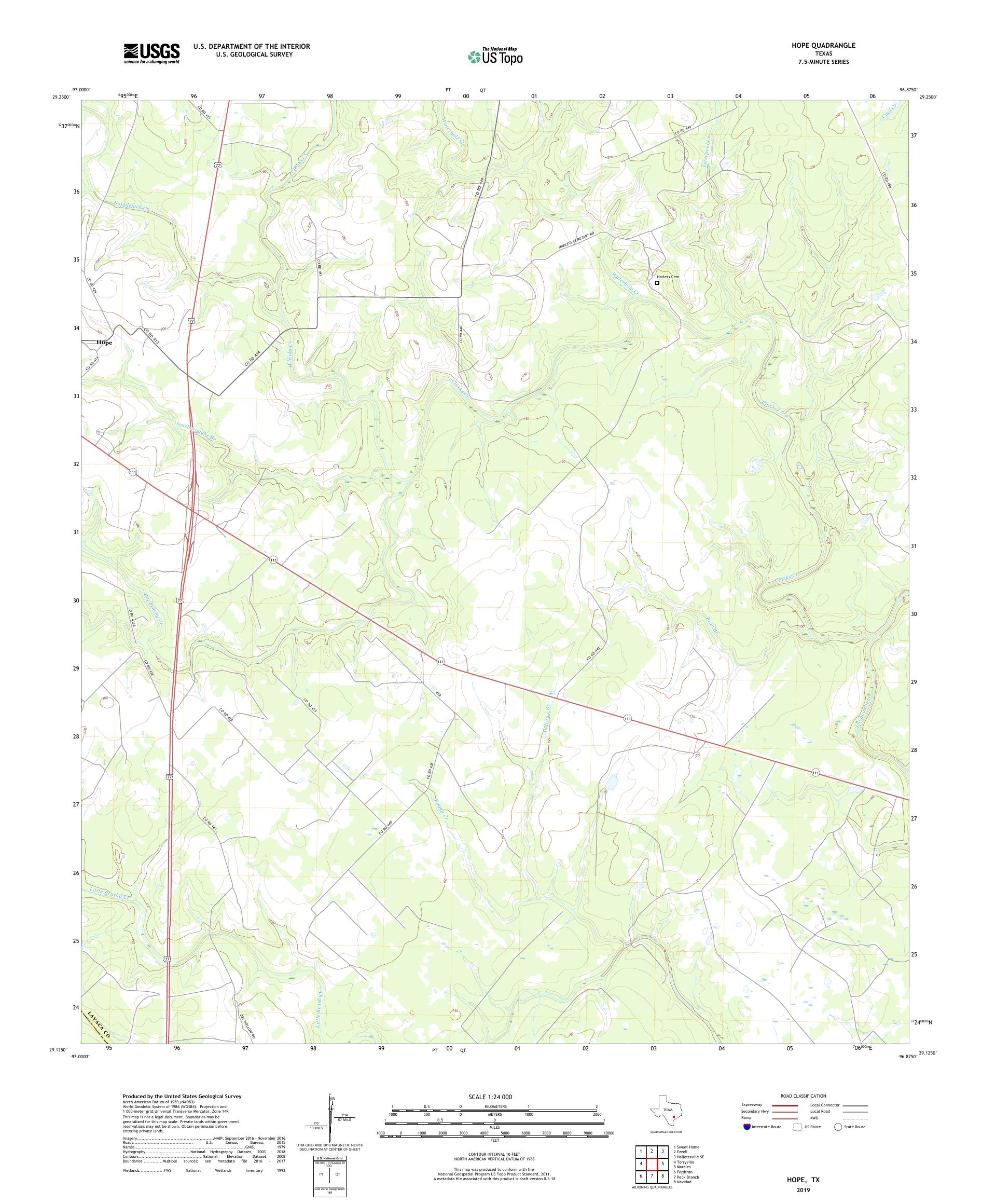 Hope Texas US Topo Map – MyTopo Map Store