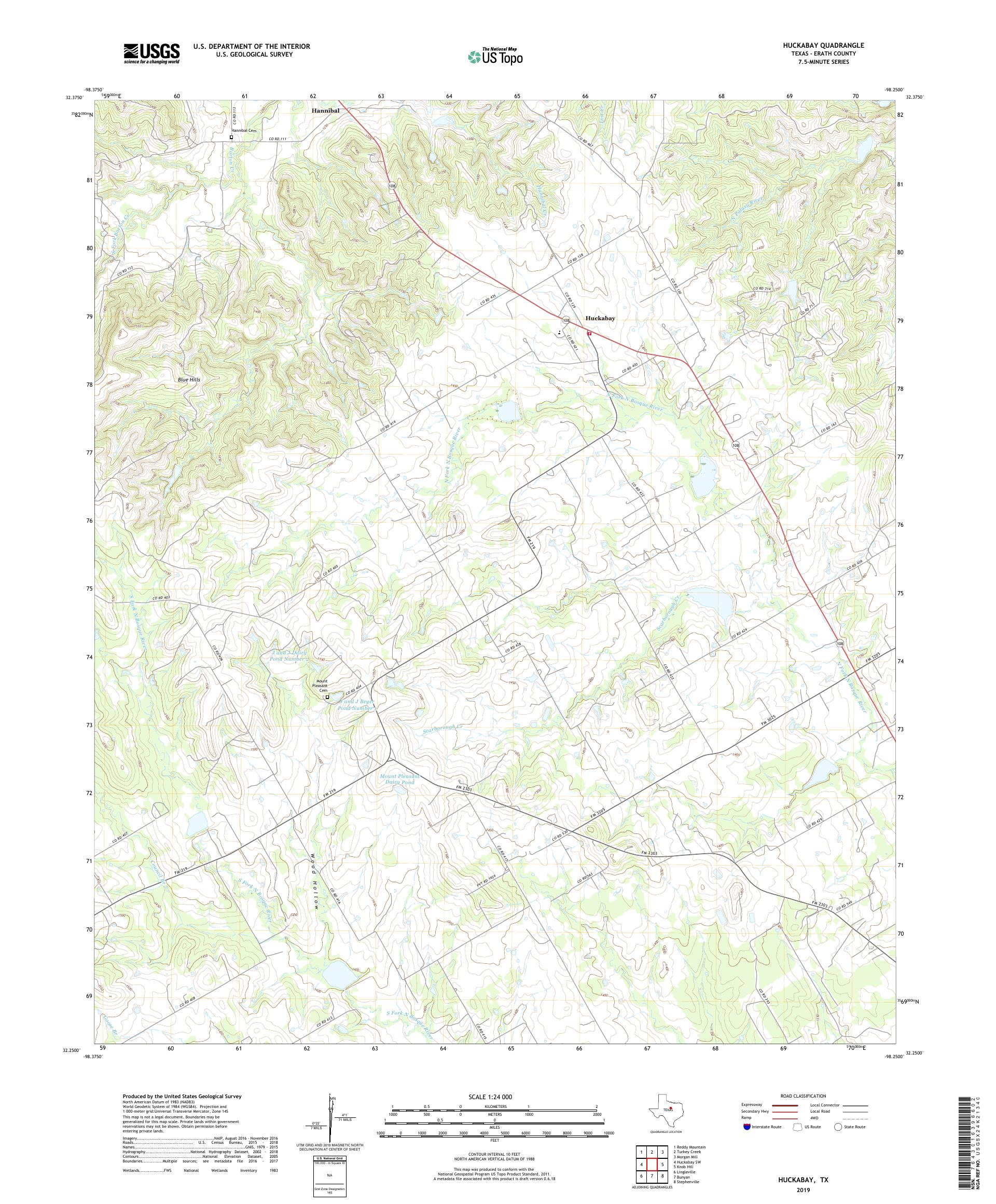 Huckabay Texas US Topo Map – MyTopo Map Store
