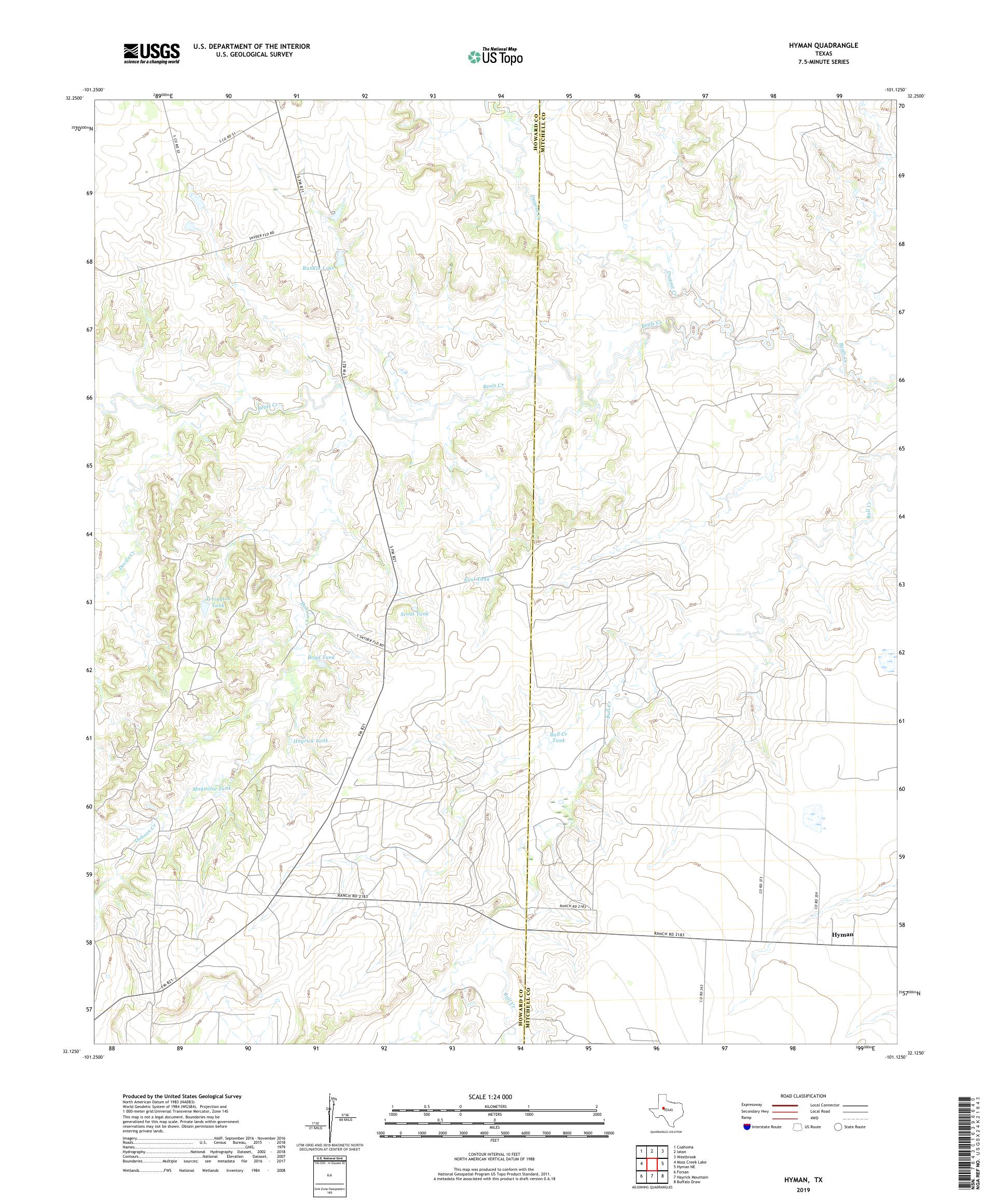 Hyman Texas US Topo Map – MyTopo Map Store