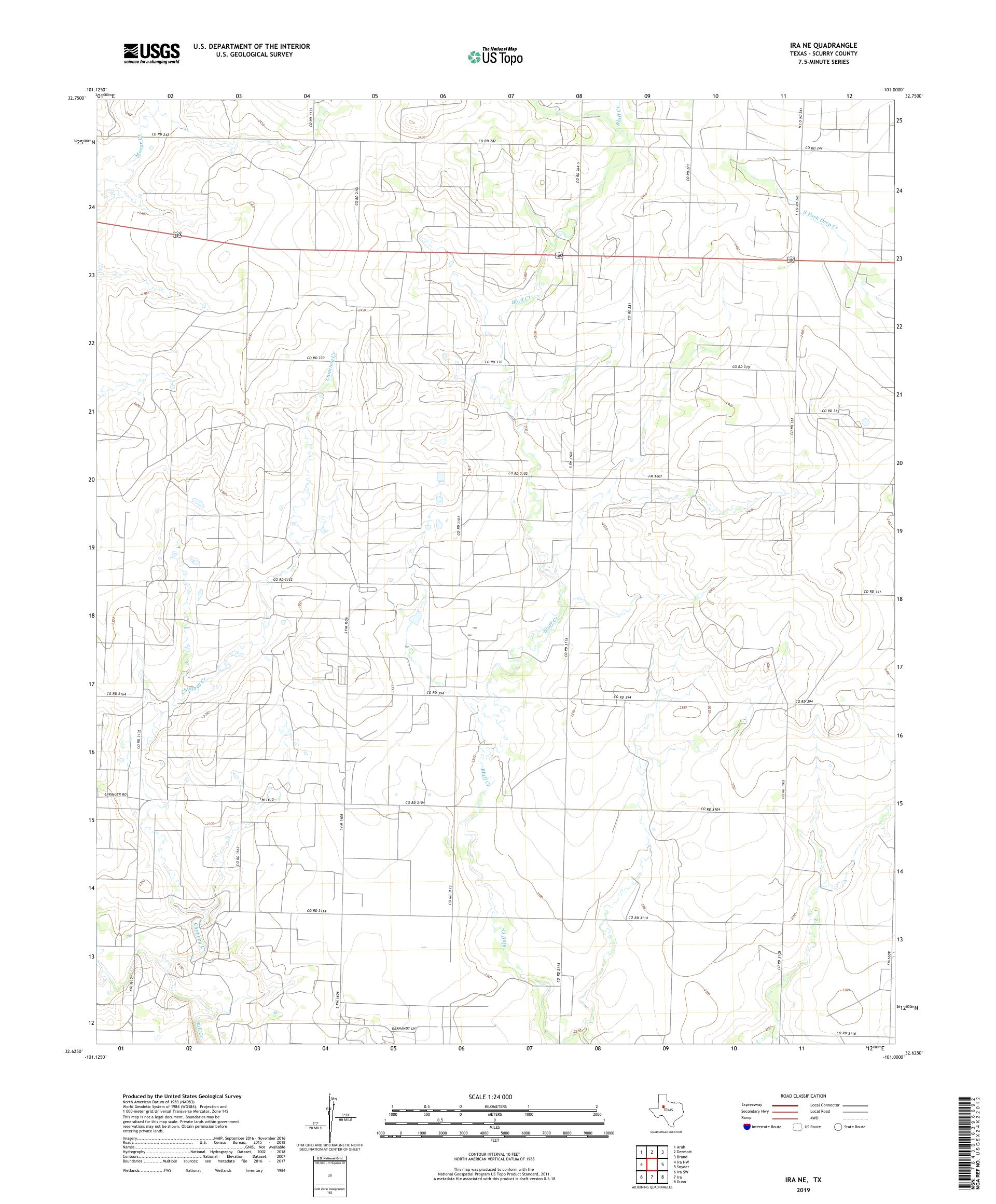 Ira NE Texas US Topo Map – MyTopo Map Store