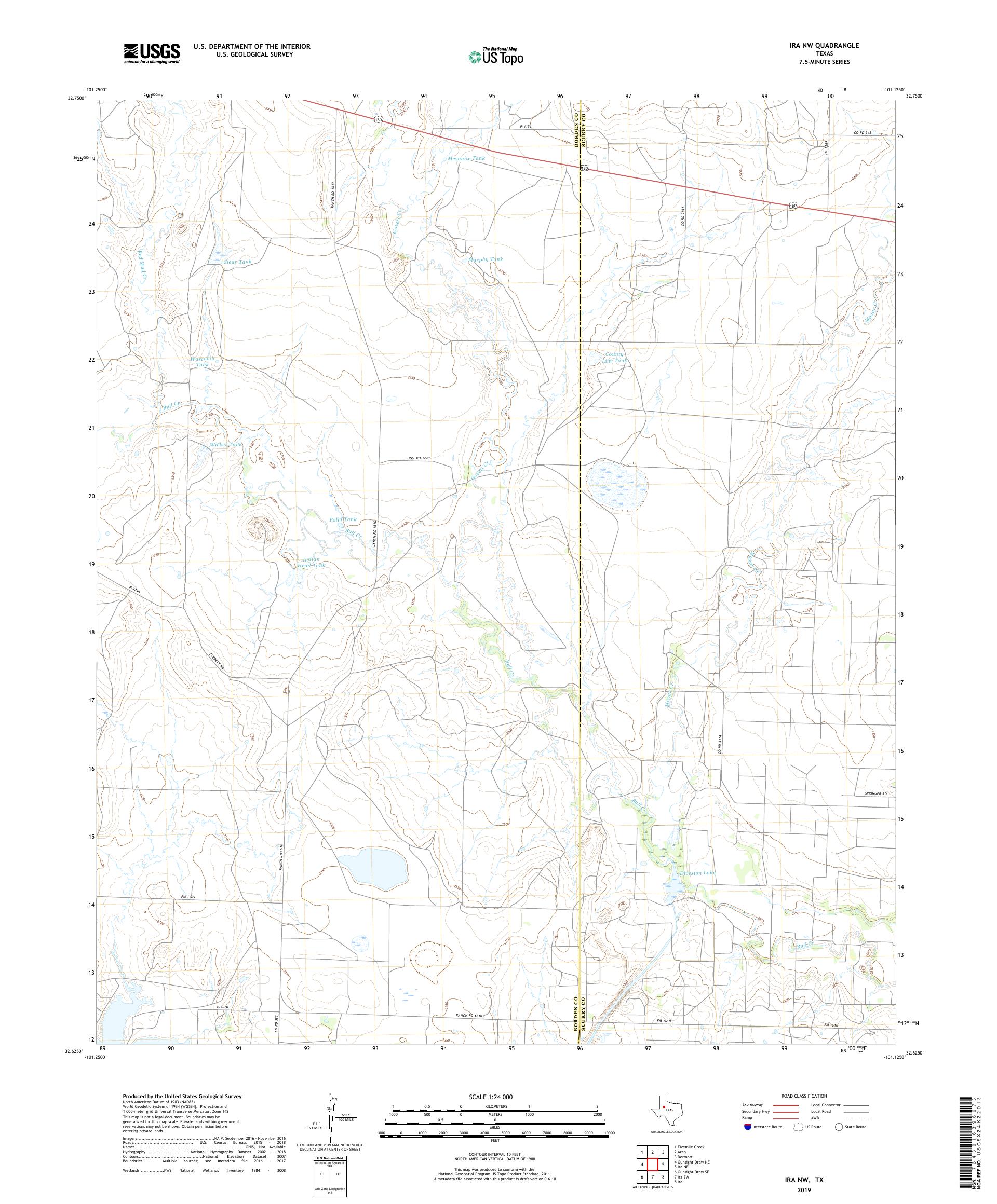 Ira NW Texas US Topo Map – MyTopo Map Store