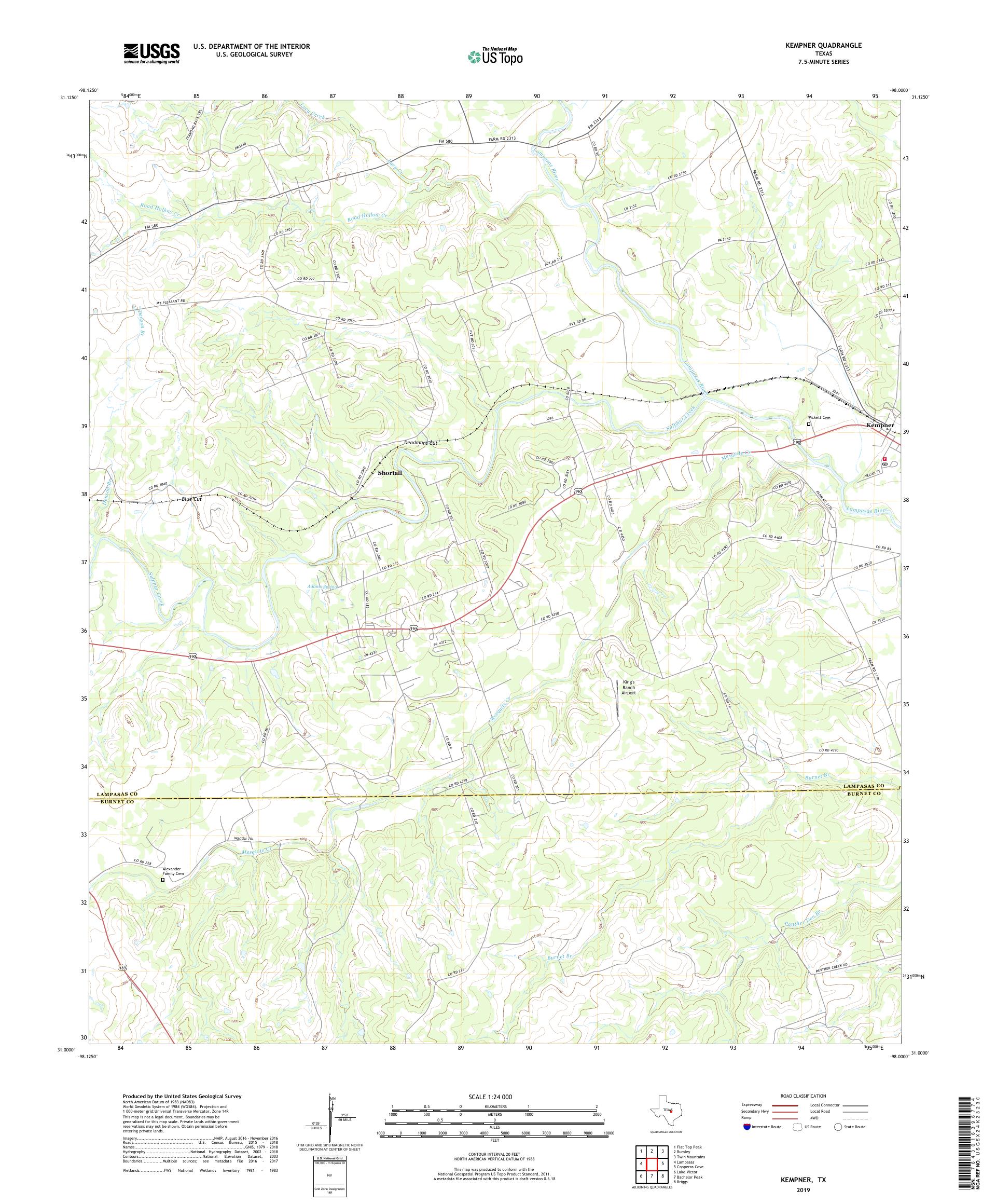 Kempner Texas US Topo Map – MyTopo Map Store