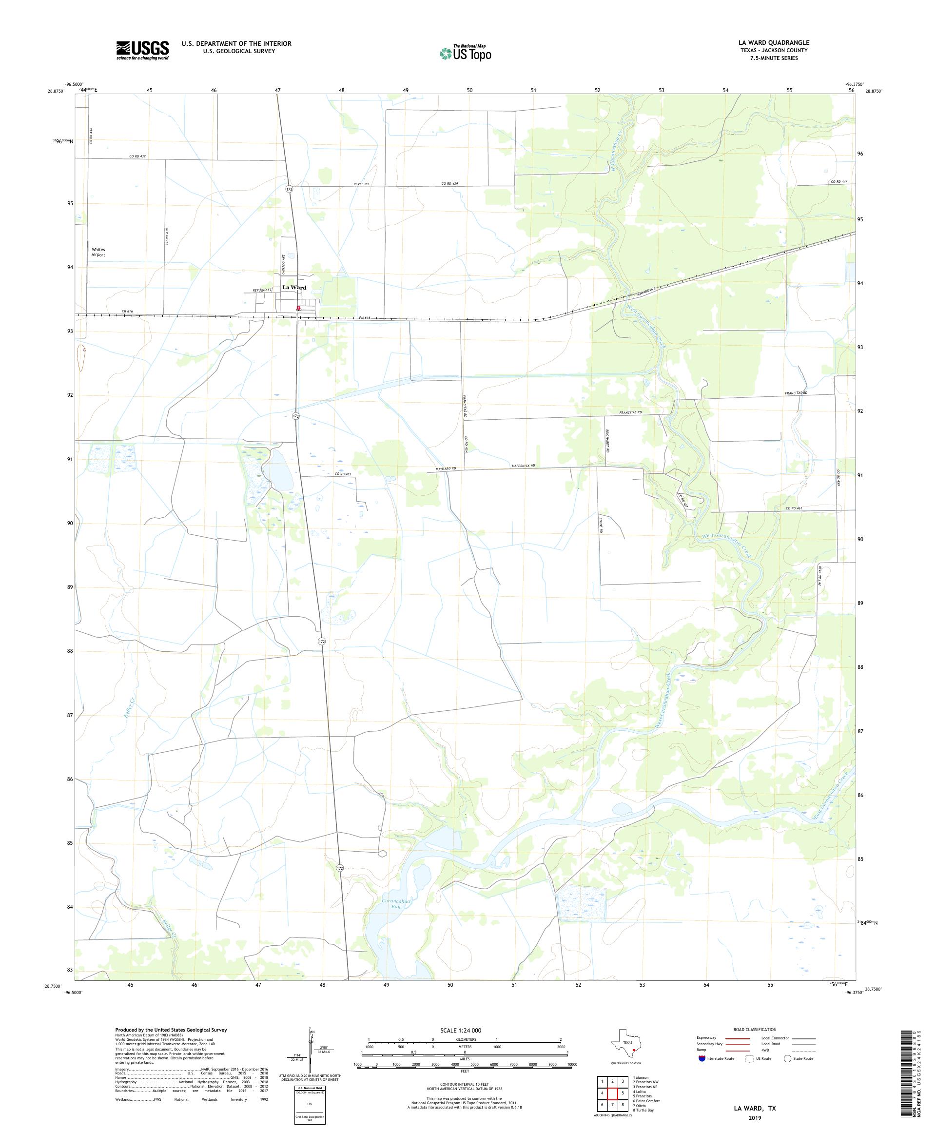 La Ward Texas US Topo Map – MyTopo Map Store
