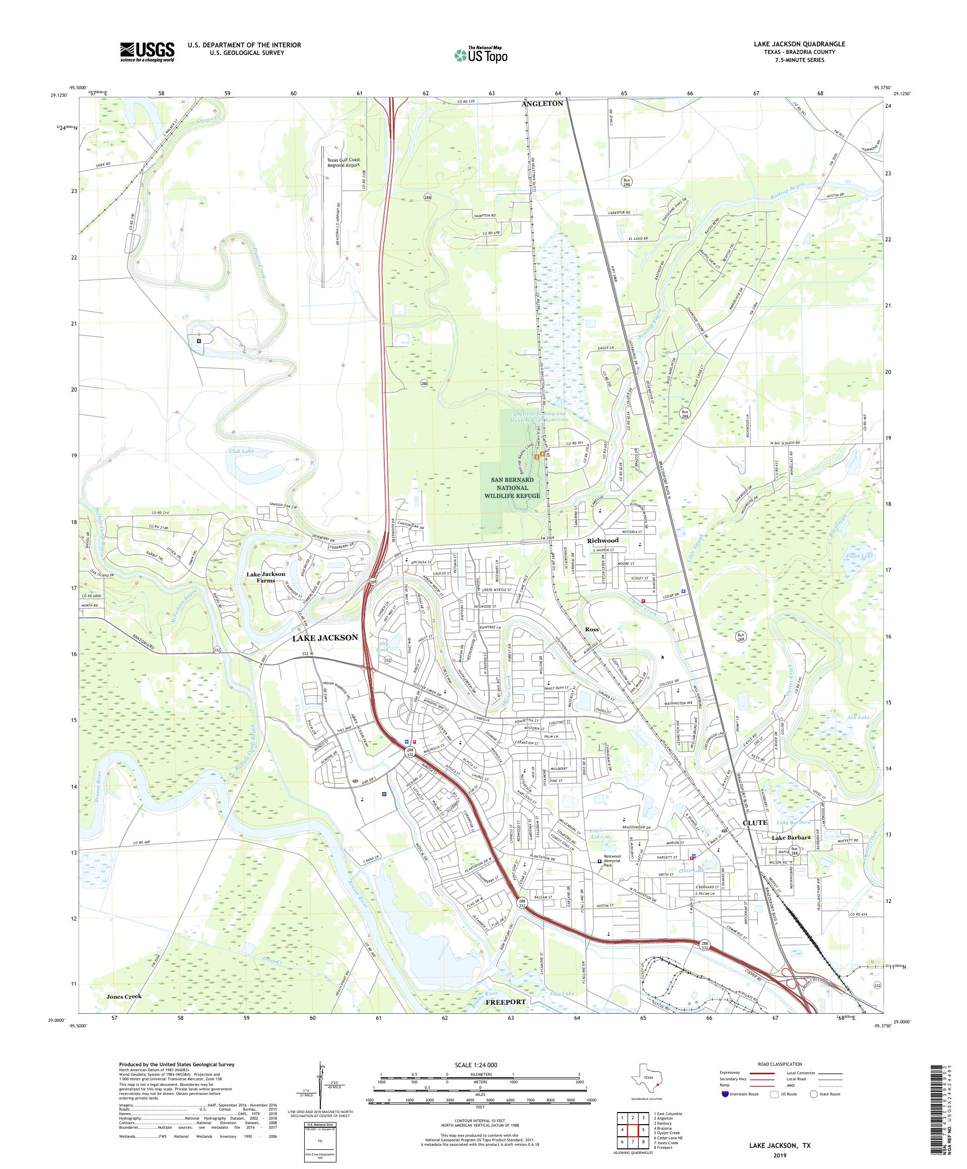 Lake Jackson Texas US Topo Map – MyTopo Map Store