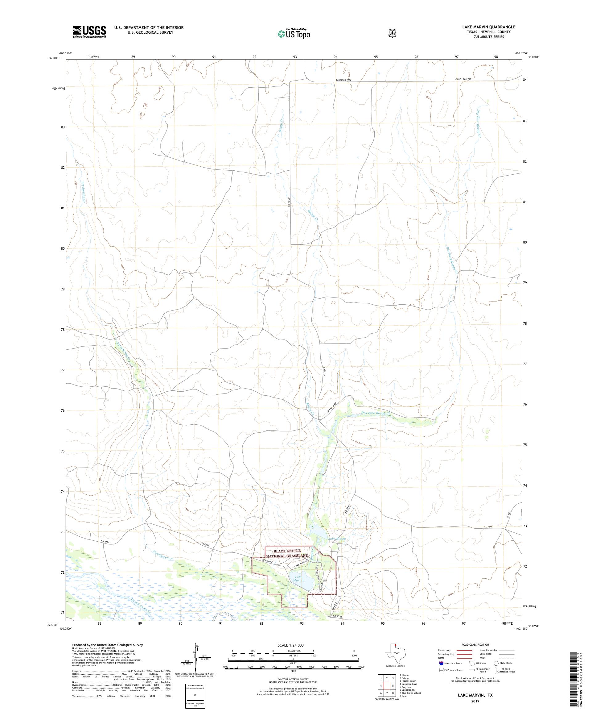 Lake Marvin Texas US Topo Map – MyTopo Map Store