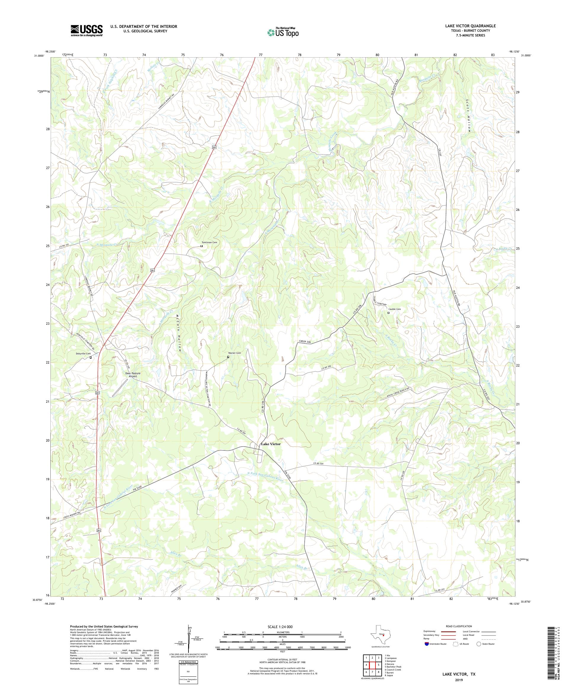 Lake Victor Texas US Topo Map – MyTopo Map Store