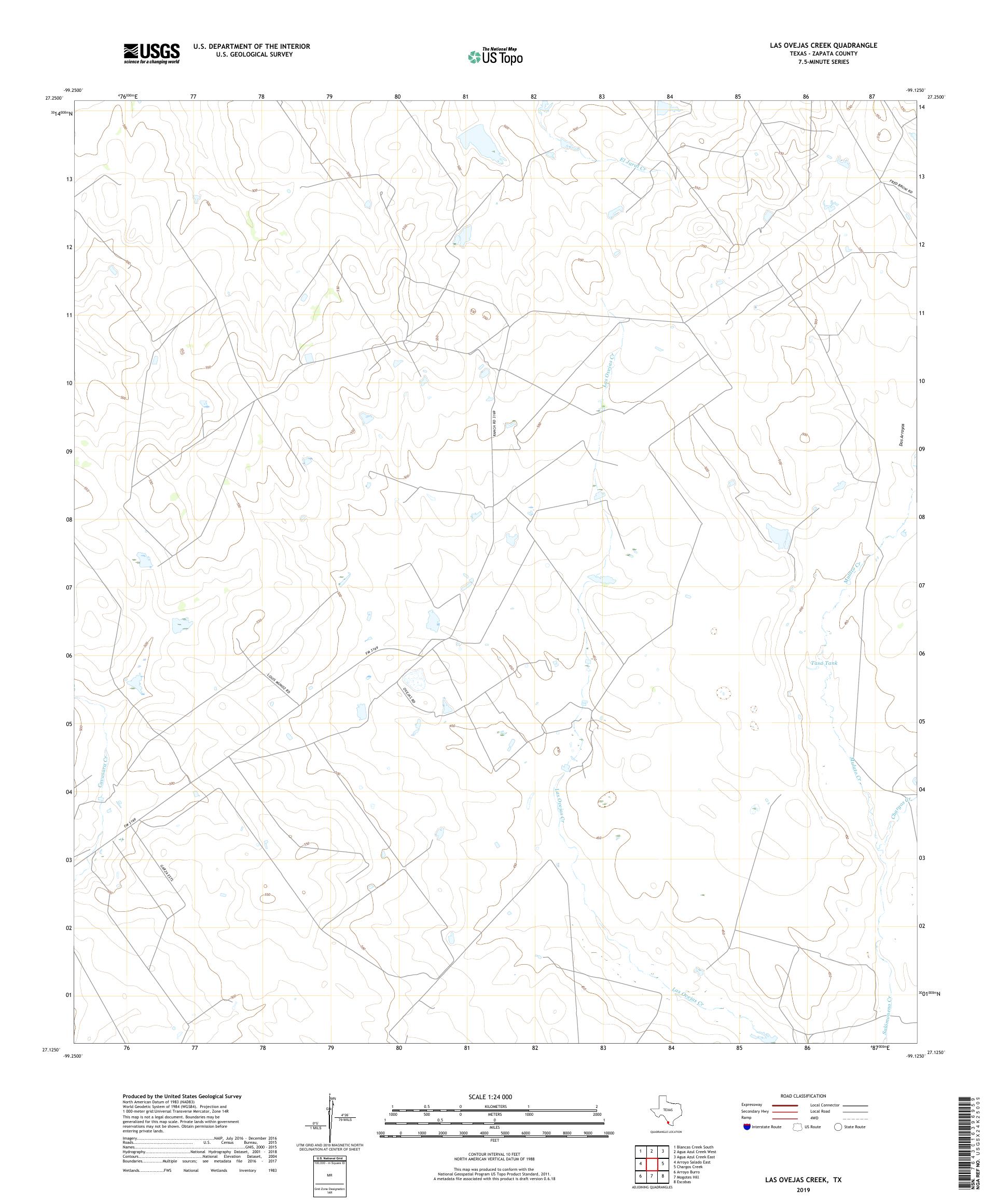 Las Ovejas Creek Texas US Topo Map – MyTopo Map Store