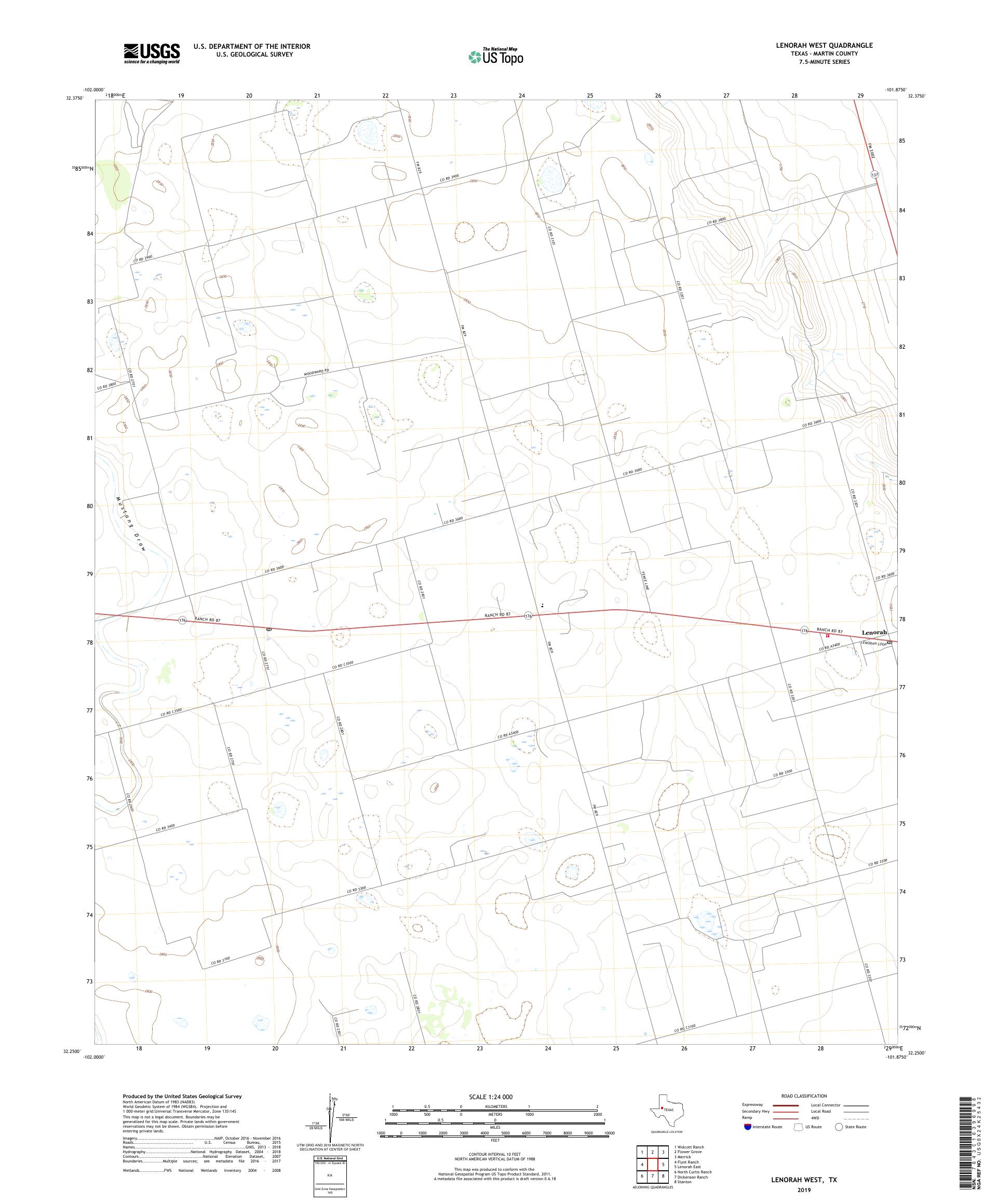 Lenorah West Texas US Topo Map – MyTopo Map Store